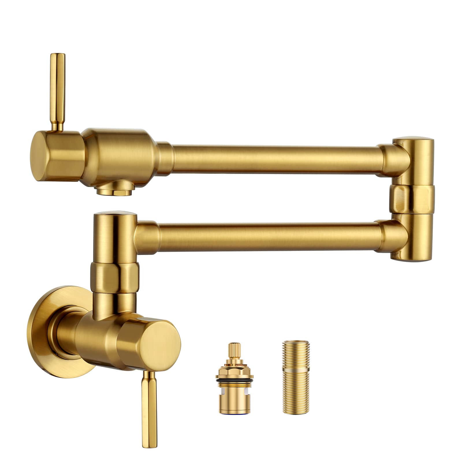 ALEASHA Brass Wall Mounted Pot Filler with Double Handle Folding ...