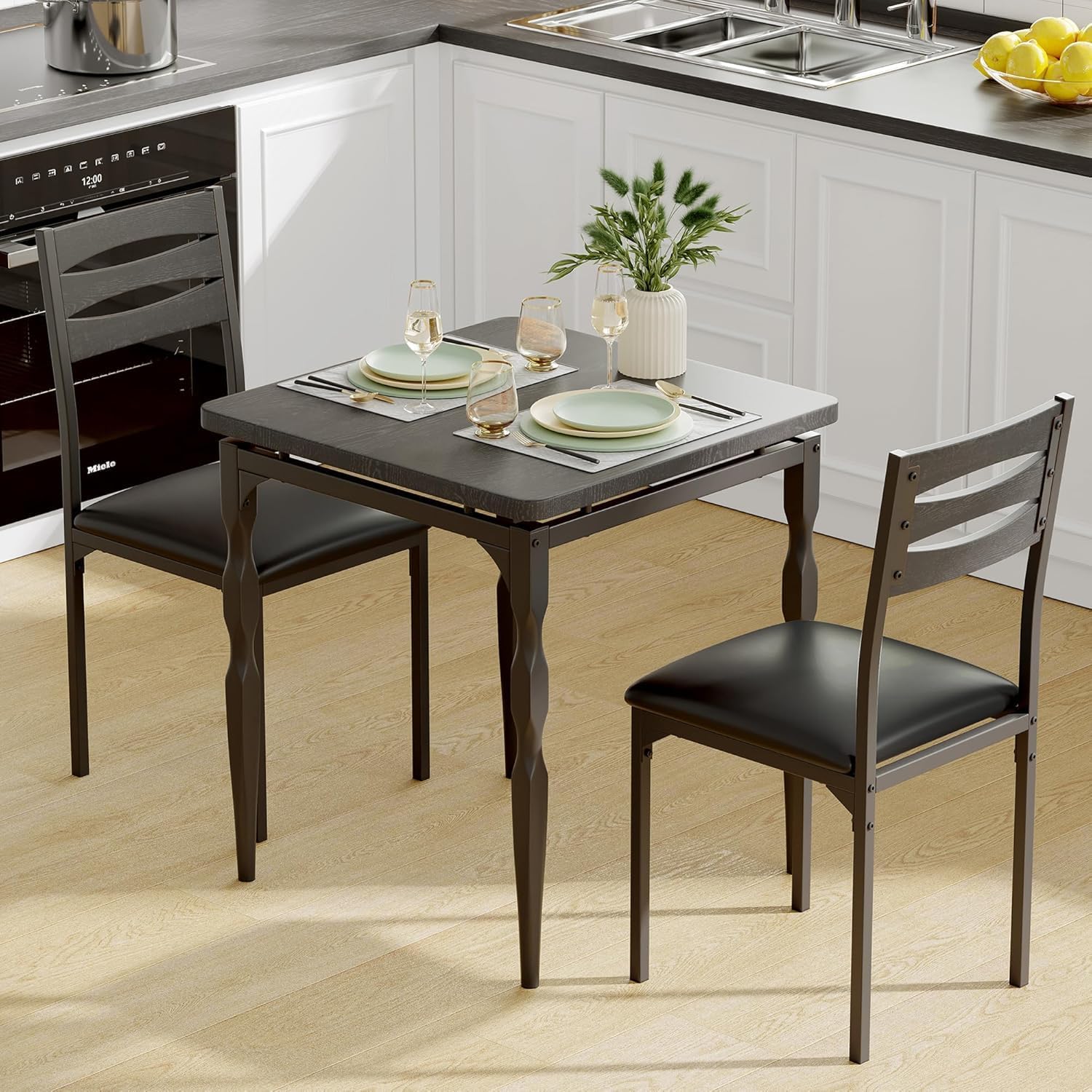 Garvee Dining Table 3 Piece Dining Table Set for 2 Table Set with ...