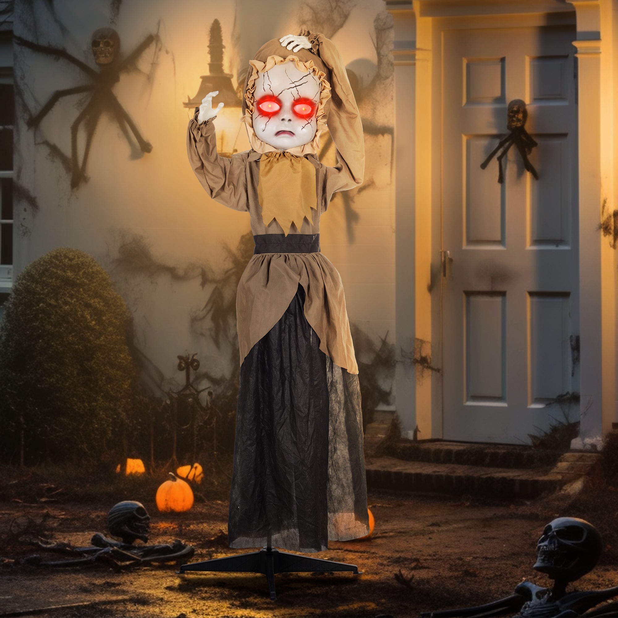 Boyel Living 5.2 ft. Halloween Animatronic Doll with Cracked Face ...