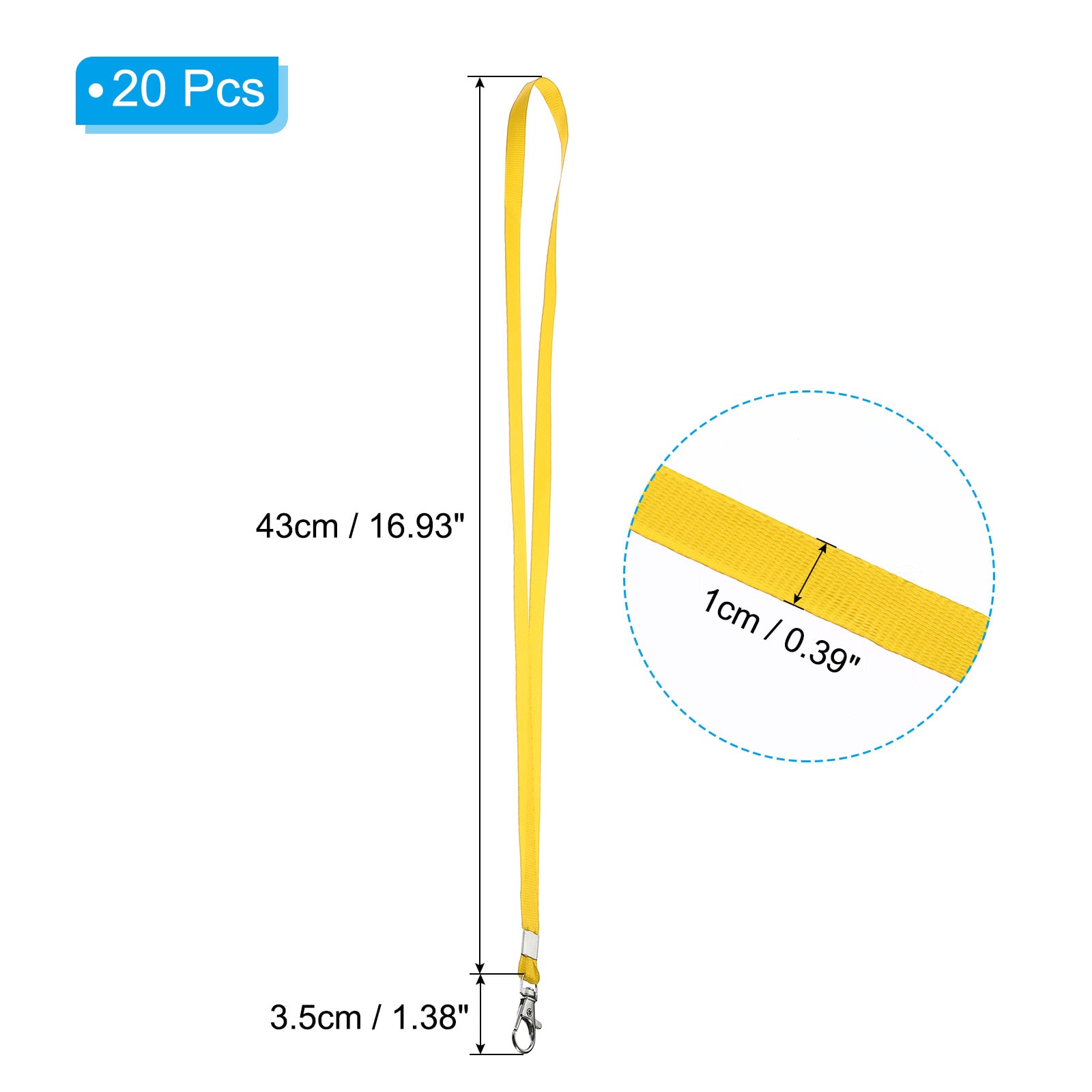 PATIKIL 17 Inch Neck Lanyards 20pcs 0.4 Inch Width Flat Strap Lanyard ...