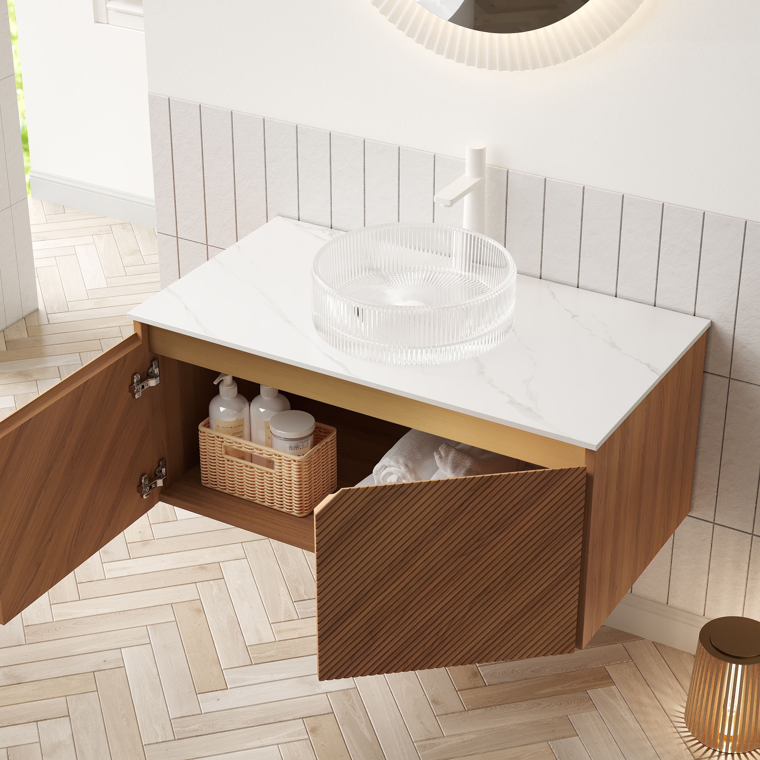 Tahanbath 36 Inch Bathroom Vanity and Sink Floating Plywood Storage ...