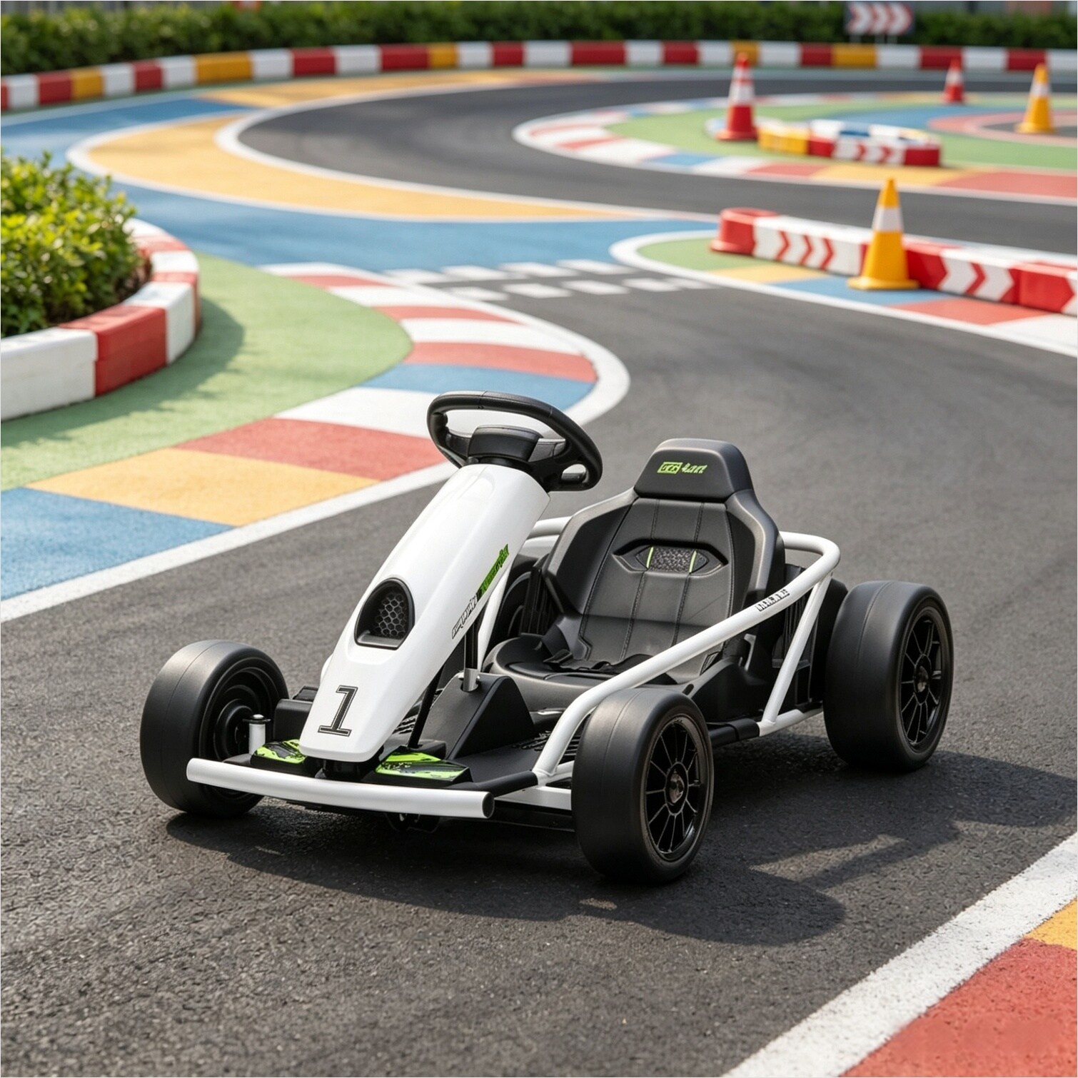 SunJet Metal and Polypropylene Electric Drift Go Kart in Classic Black ...