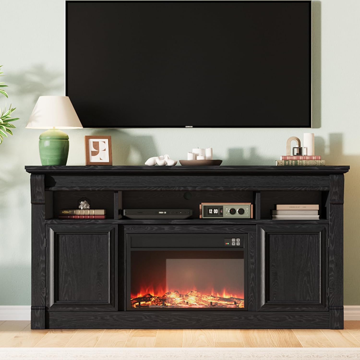 Garvee 58in Farmhouse TV Stand for TVs up to 65 Inches Entertainment ...