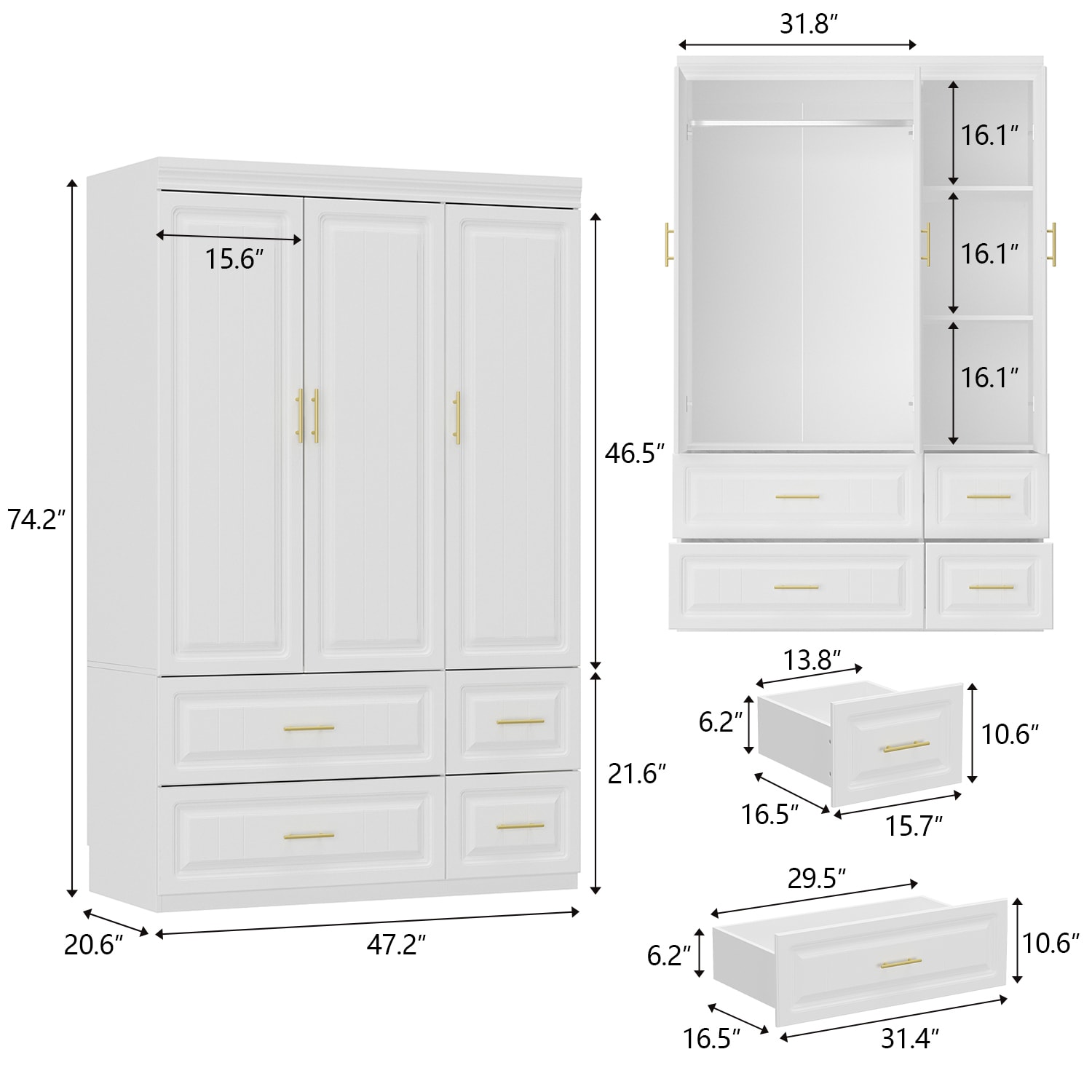 FUFU&GAGA White Armoire H0022-01+02 at Lowes.com