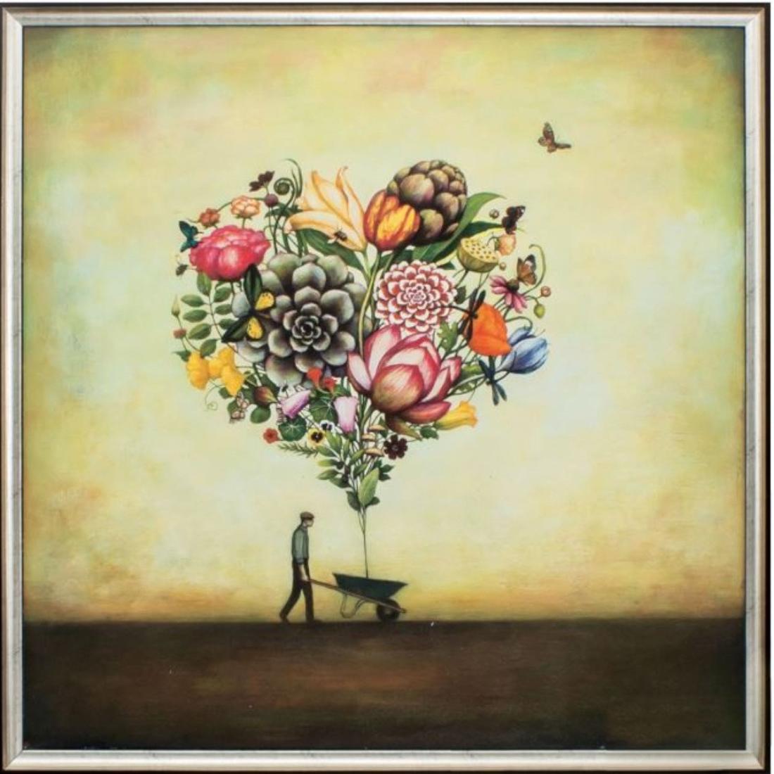 HomeRoots Silver Wood Framed 25-Inches H x 25-Inches W Floral Wood ...