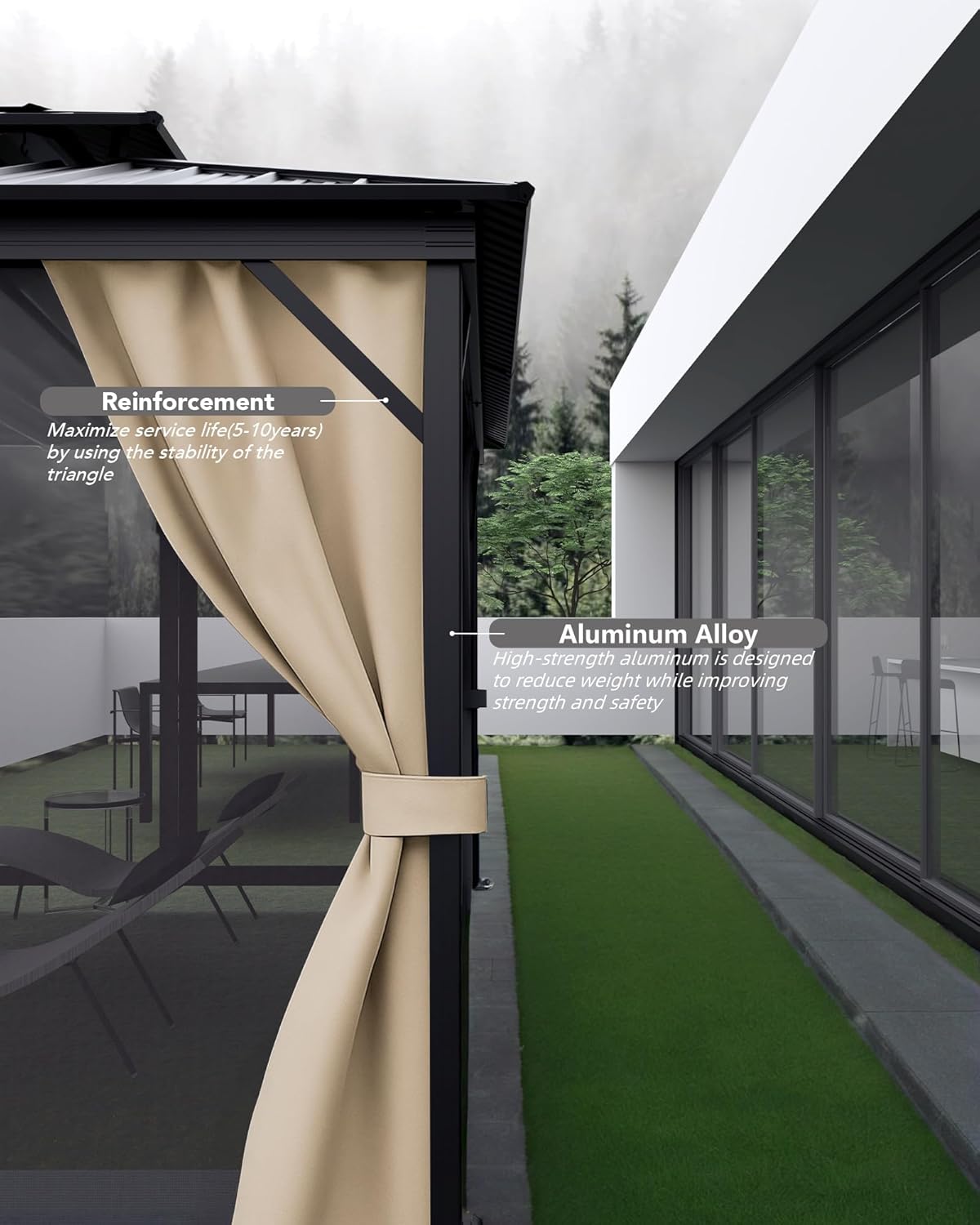 Garvee 12 ft x14 ft Hardtop Gazebo for All Weather with Double Metal ...
