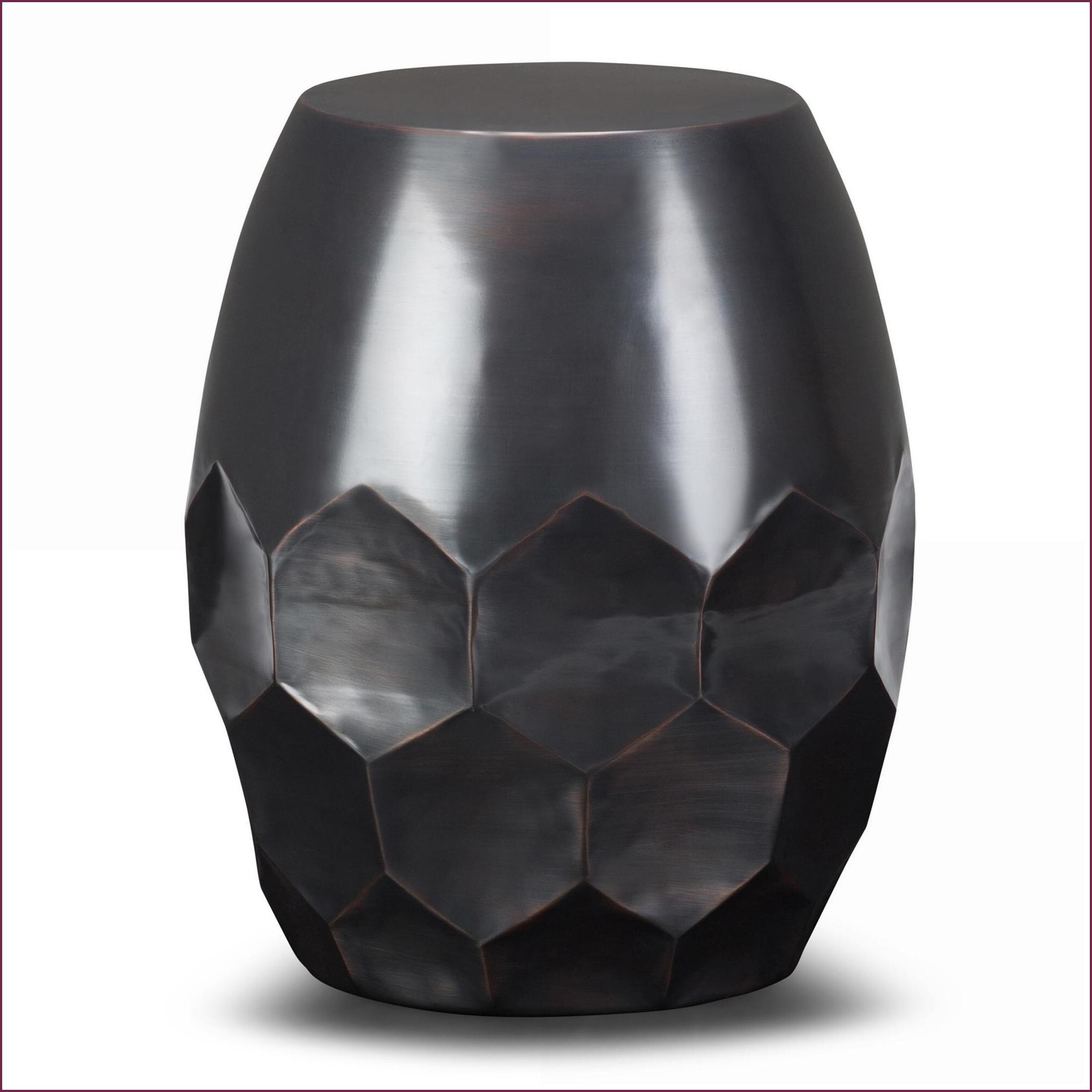 Watnature Antique Copper Metal Coffee Table Drum Shape Honeycomb Design ...