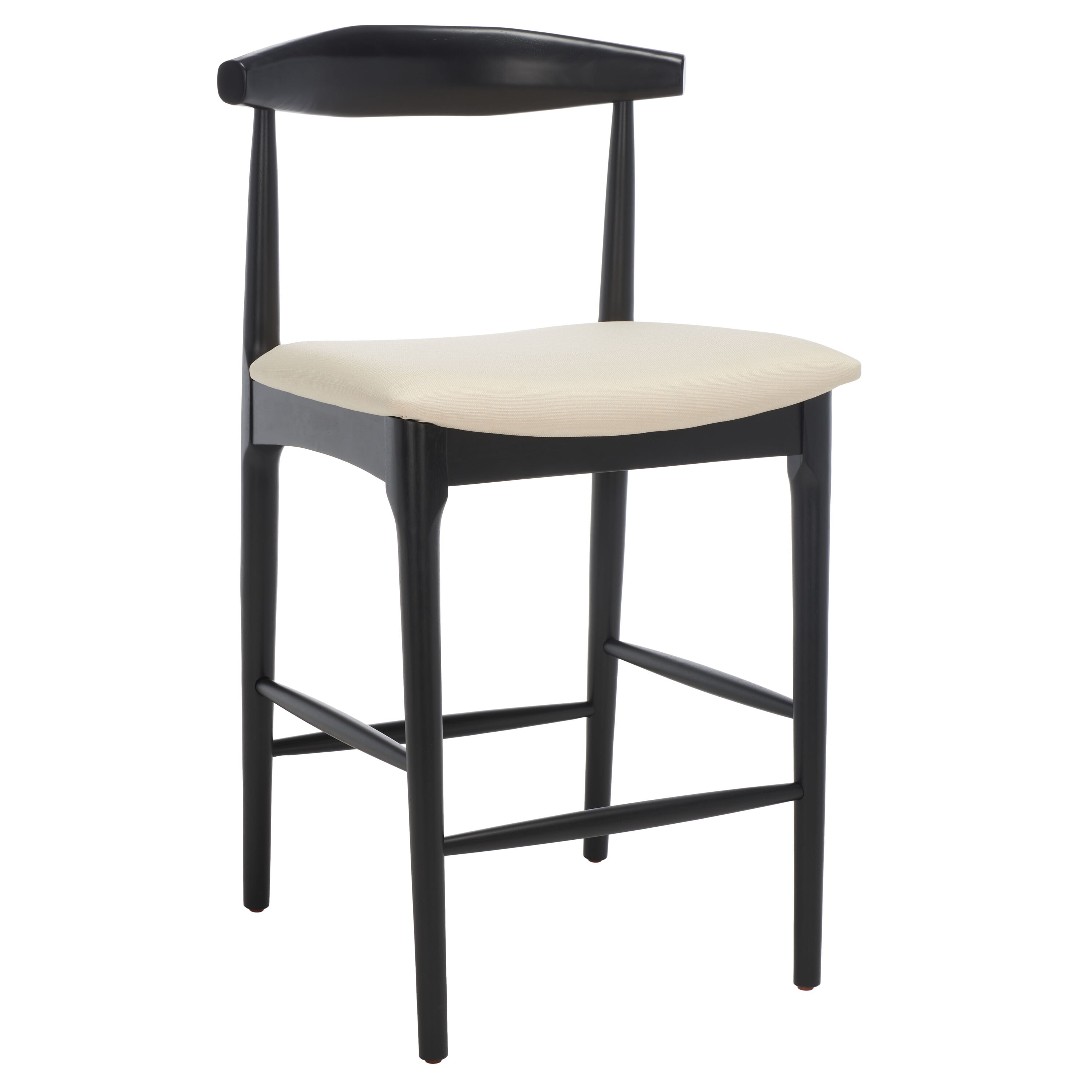 Safavieh Black/Cream 25.67-in H Counter height Upholstered Wood Bar ...