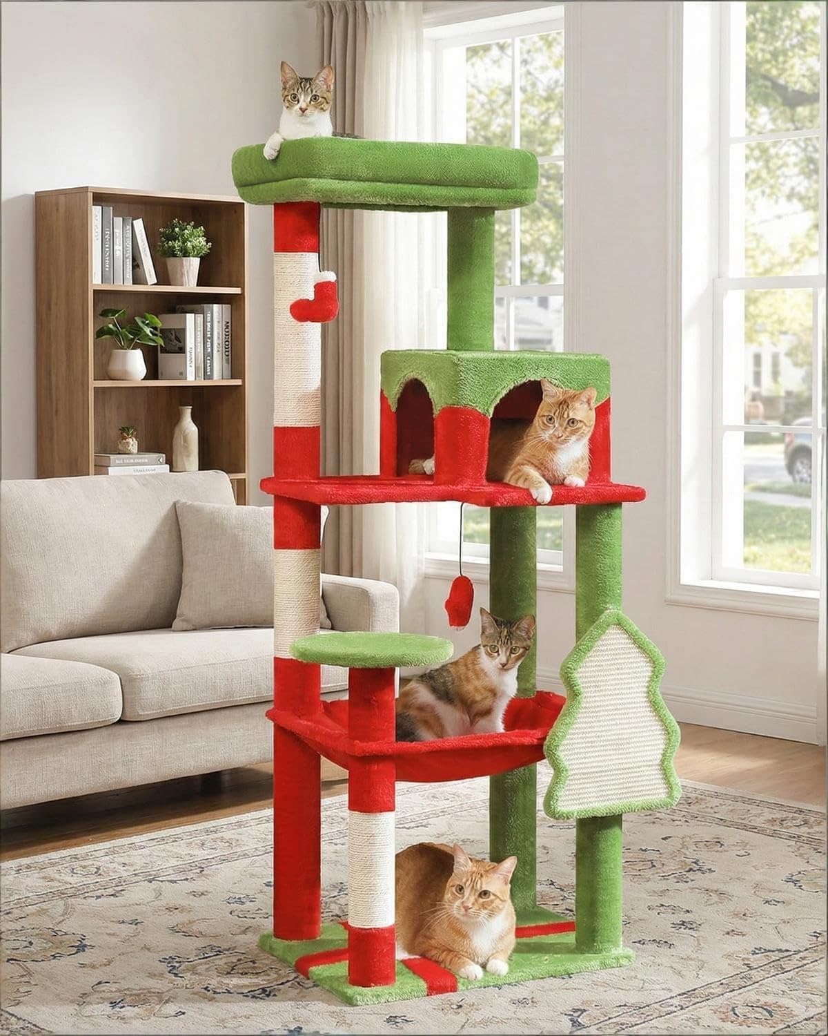 MUTTROS Cat Christmas Tree for Indoor Cats 56.3 Inch Cat Proof ...