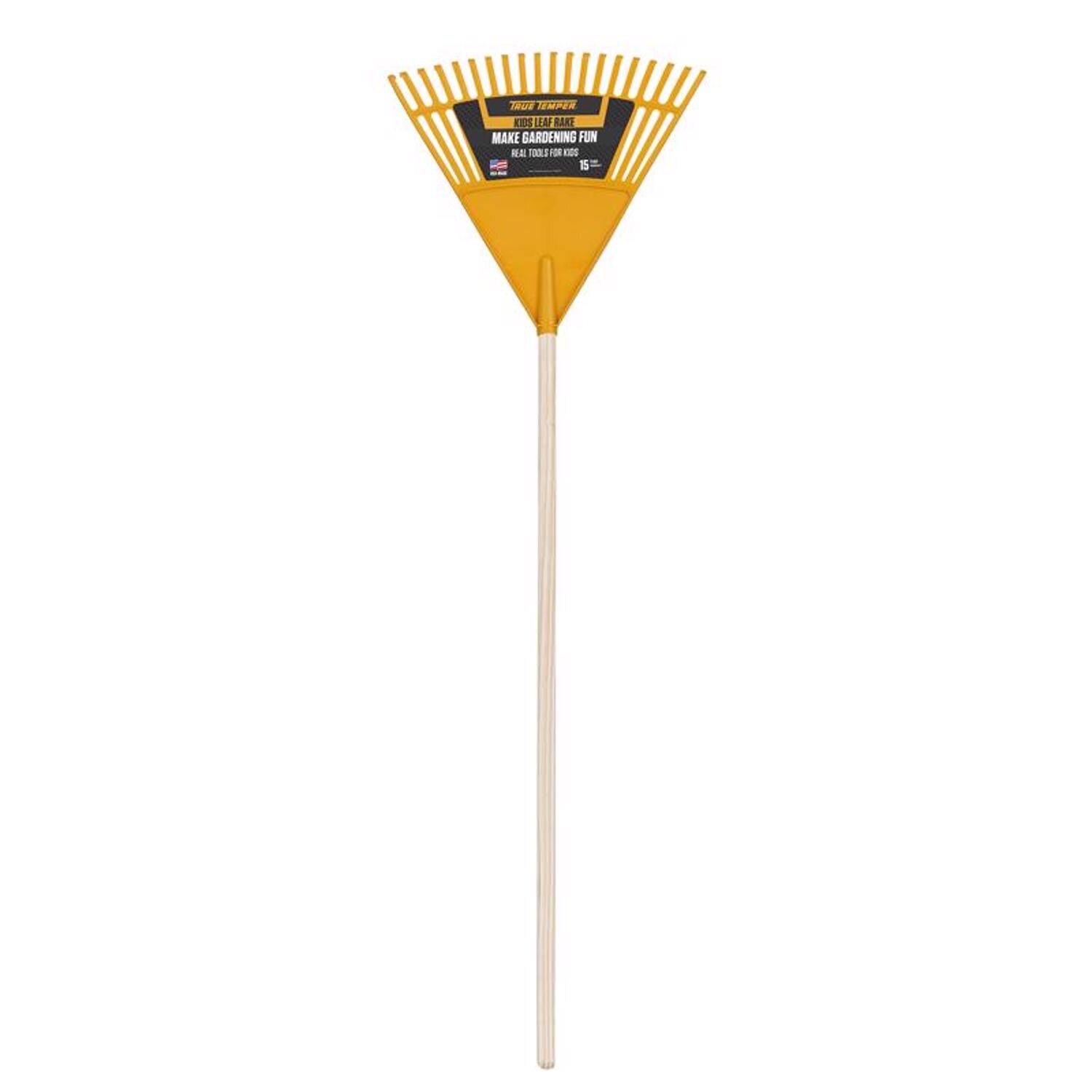 True Temper 55.75 in. 20 Tine Poly Kids Rake Wood Handle in the Kids ...