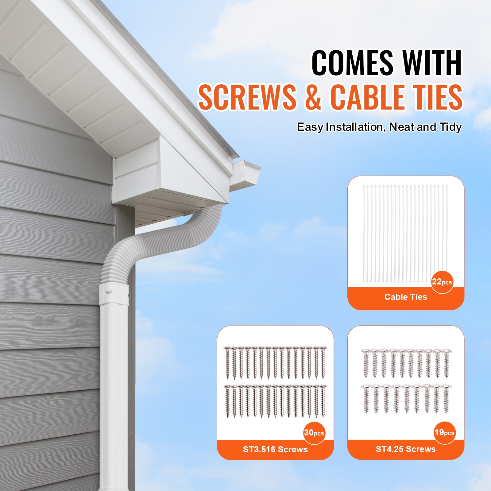 VEVOR Mini Split Line Set Cover 3-inch W 17.7Ft L PVC Decorative Pipe ...