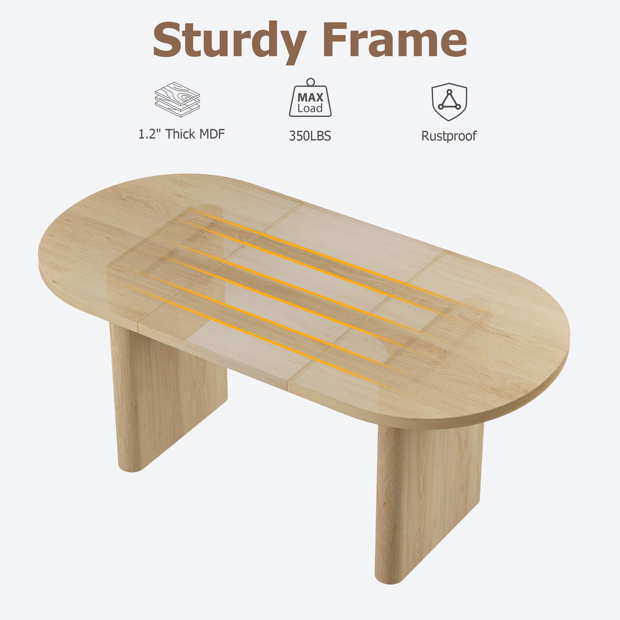 DEXSO Modern Farmhouse Oval Dining Table 63 Long Natural Wood Pedestal ...