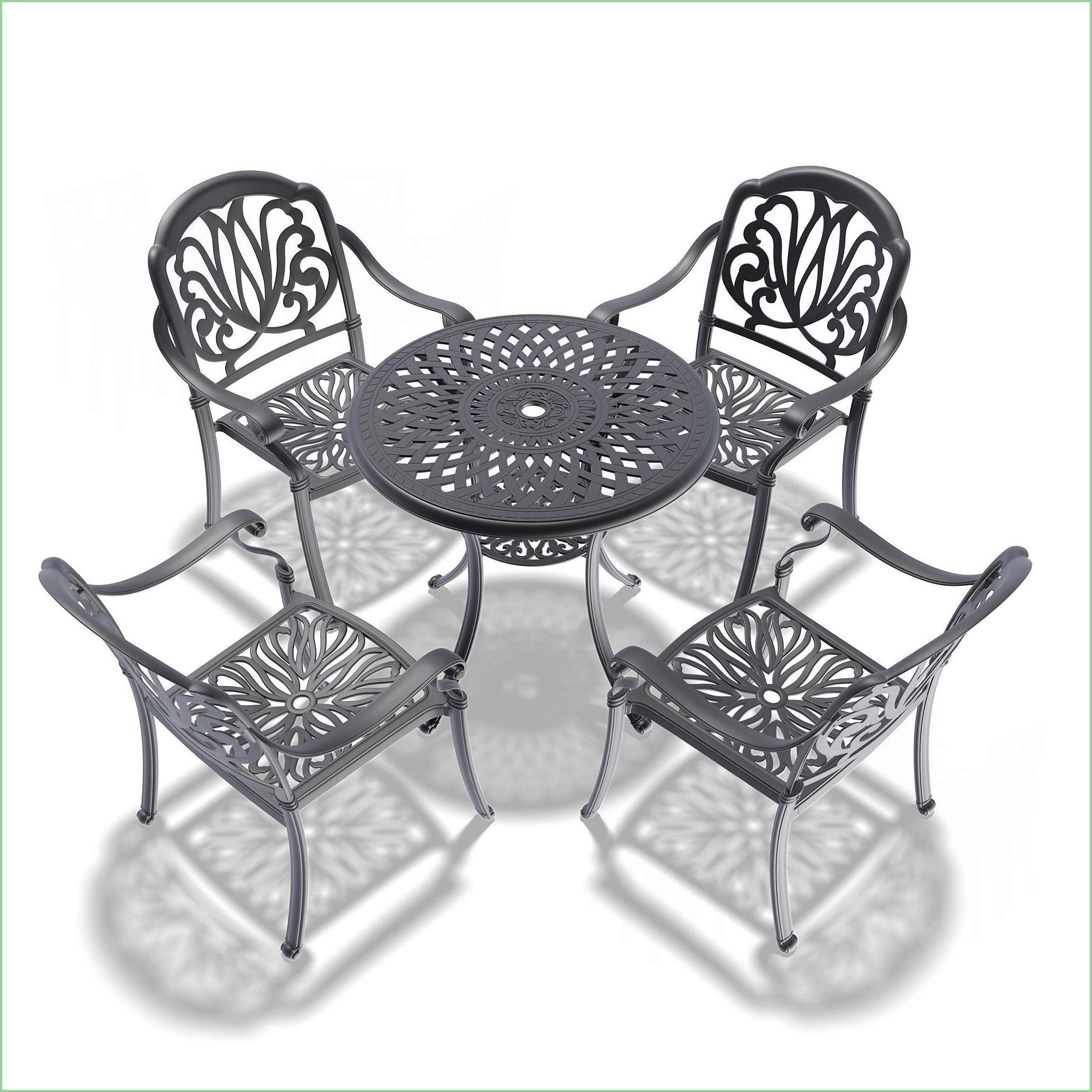 Watnature Patio Set5 Piece Cast Aluminum Outdoor Furniture with Brown ...