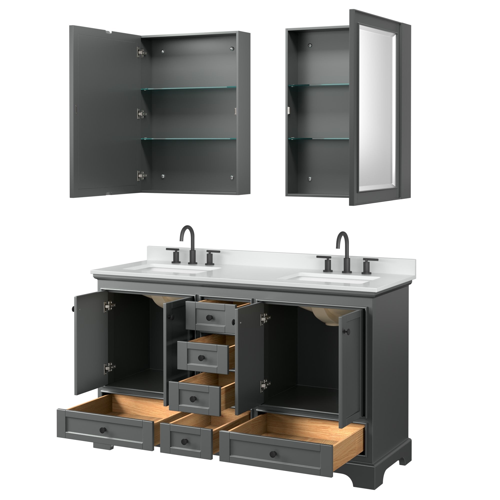Wyndham Collection Deborah 60-in Dark Gray with Matte Black Trim ...