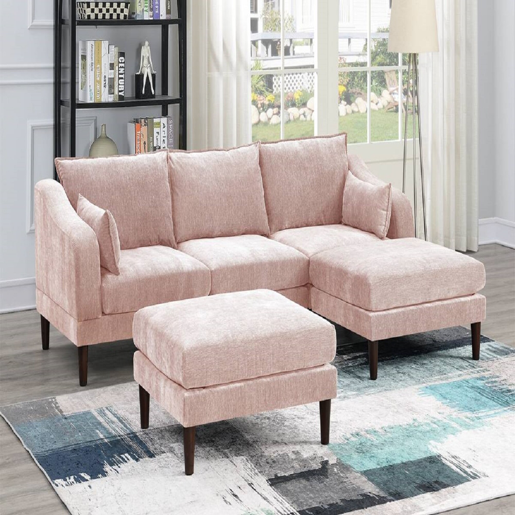 HyperDrop Cart 5 Piece Modular Sectional Set Morgan Fabric One Arm ...