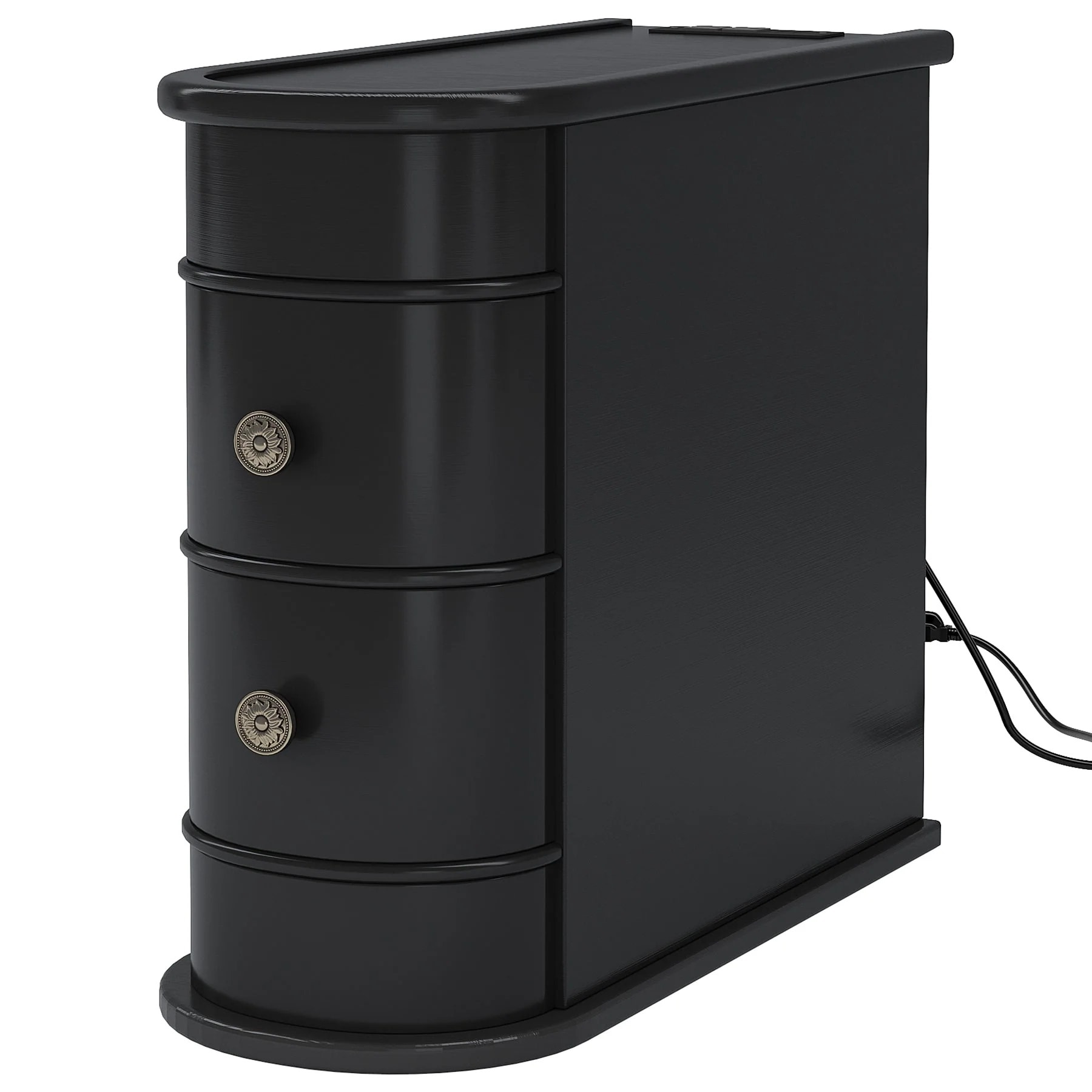 Slickblue Narrow Rectangular End Table With Power Outlet and 2 Sliding ...