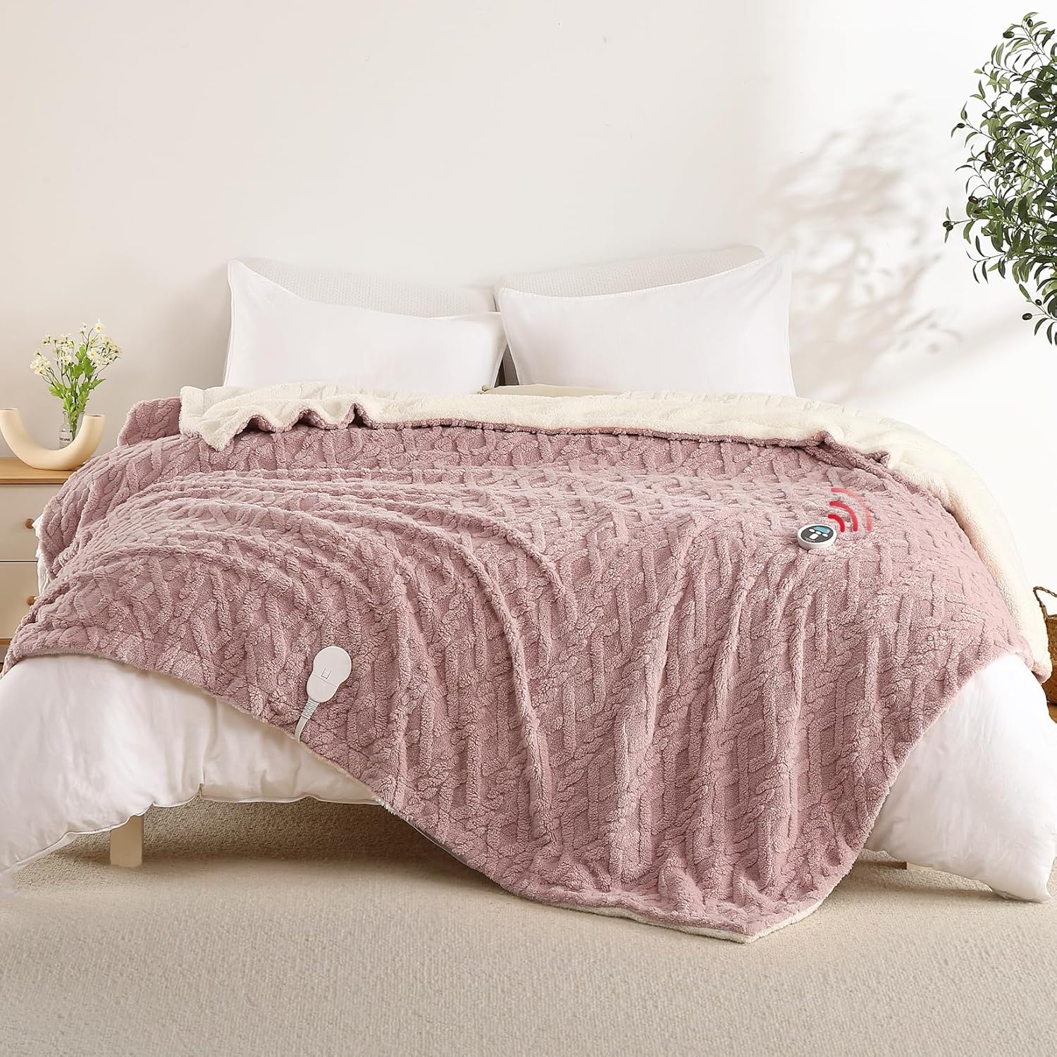 Qeetex Electric Blanket King Size Dual Control Heated Blanket Wireless ...