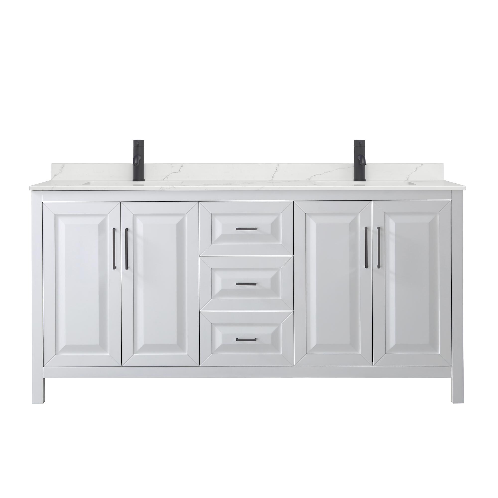 Wyndham Collection Daria 72-in White with Matte Black Trim Undermount ...