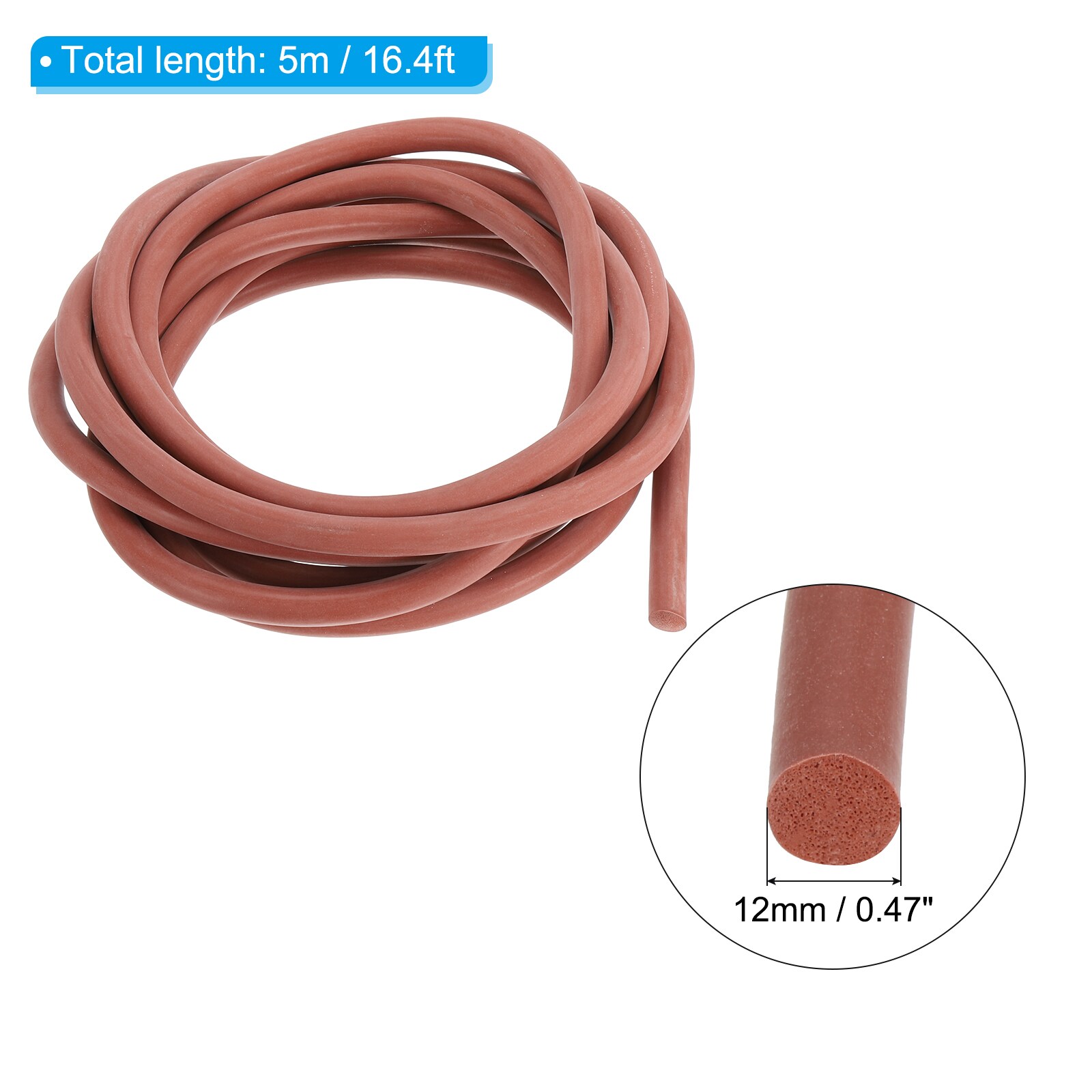 PATIKIL Silicone Foam Seal Strip 5Meters 12mm/0.47Inch Dia Round High ...
