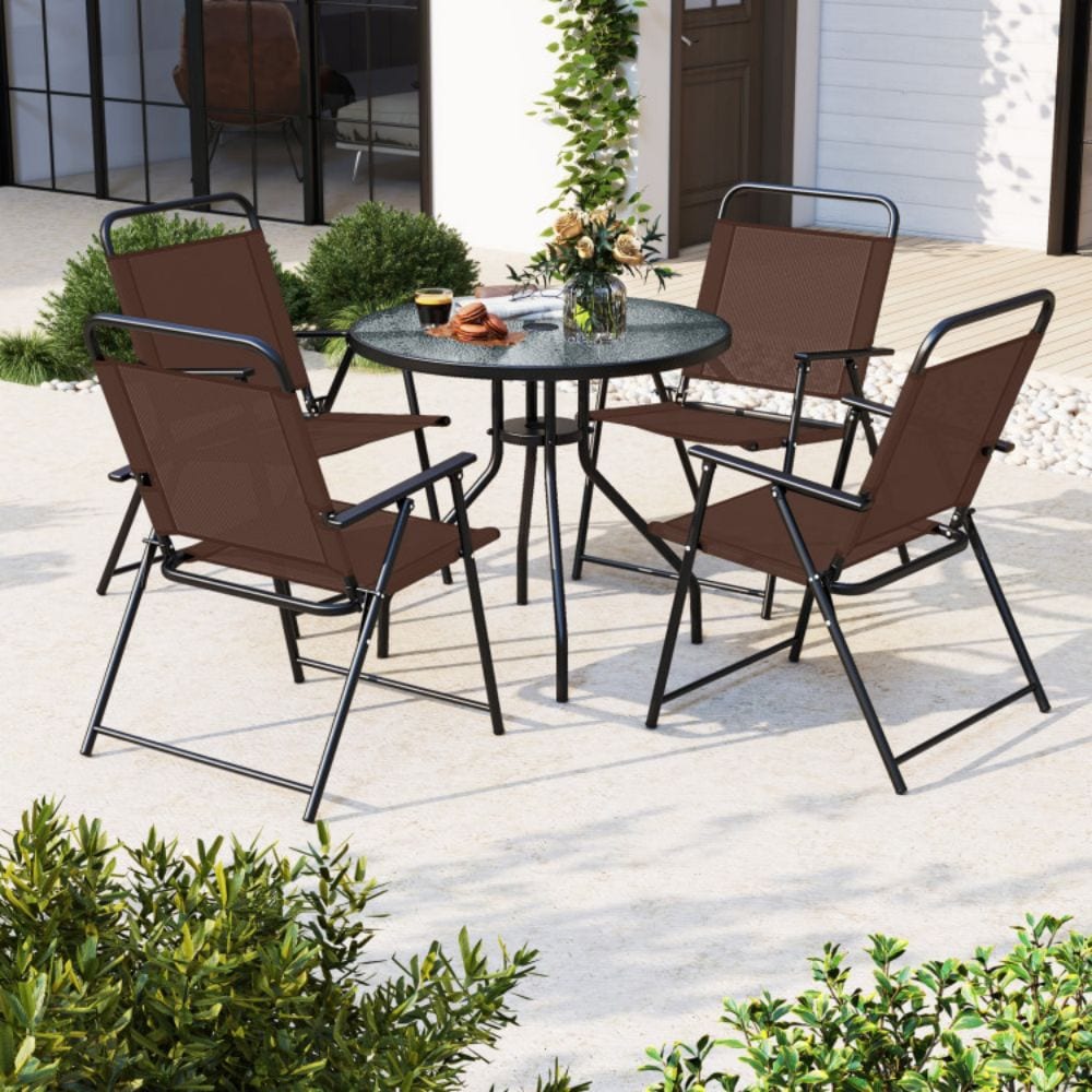 Folding Chairs Glass Table Tilt Umbrella Patio Dining Sets at Lowes.com