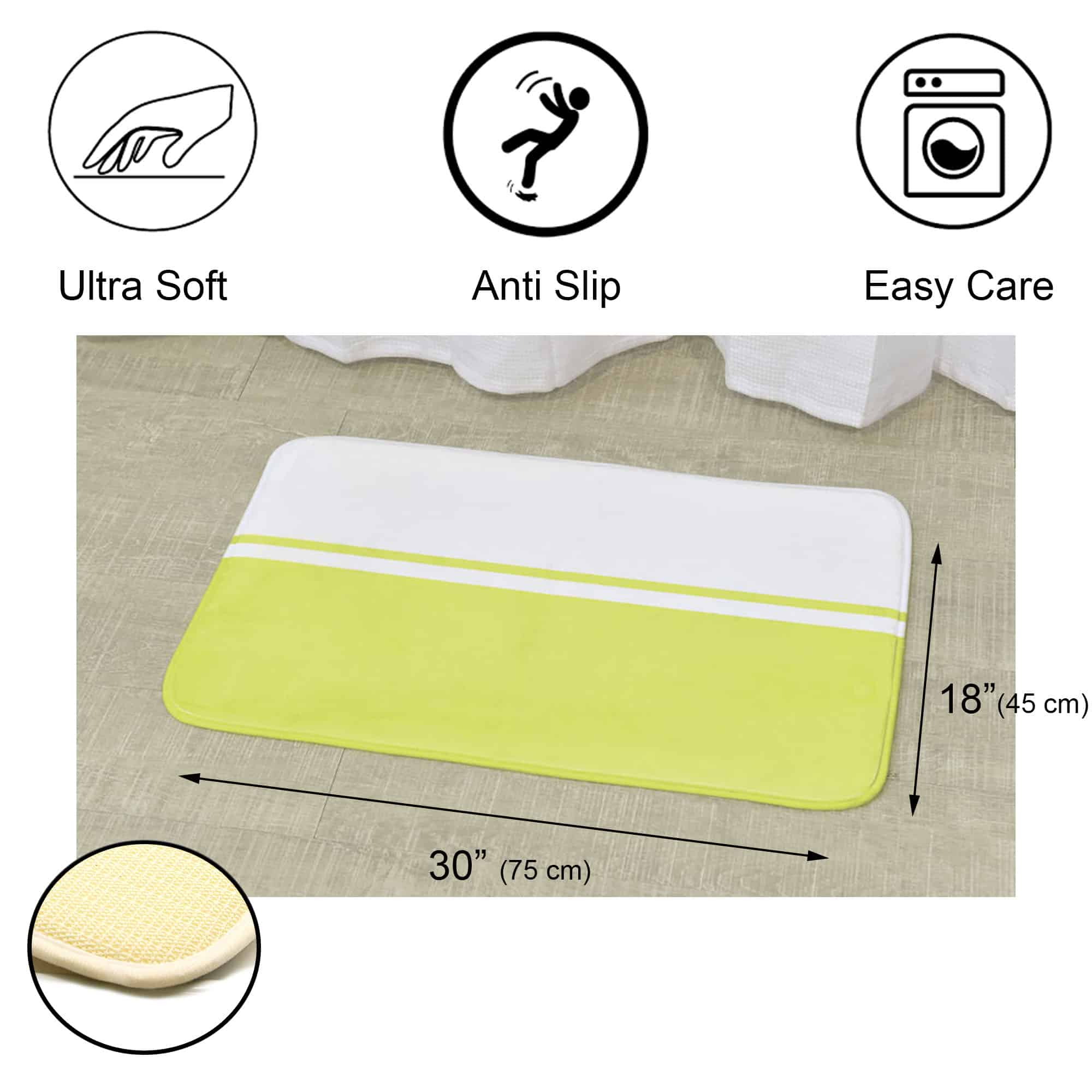EVIDECO FRENCH HOME GOODS 18 x 30-in Evideco Lime Green Bath Mat Bi ...
