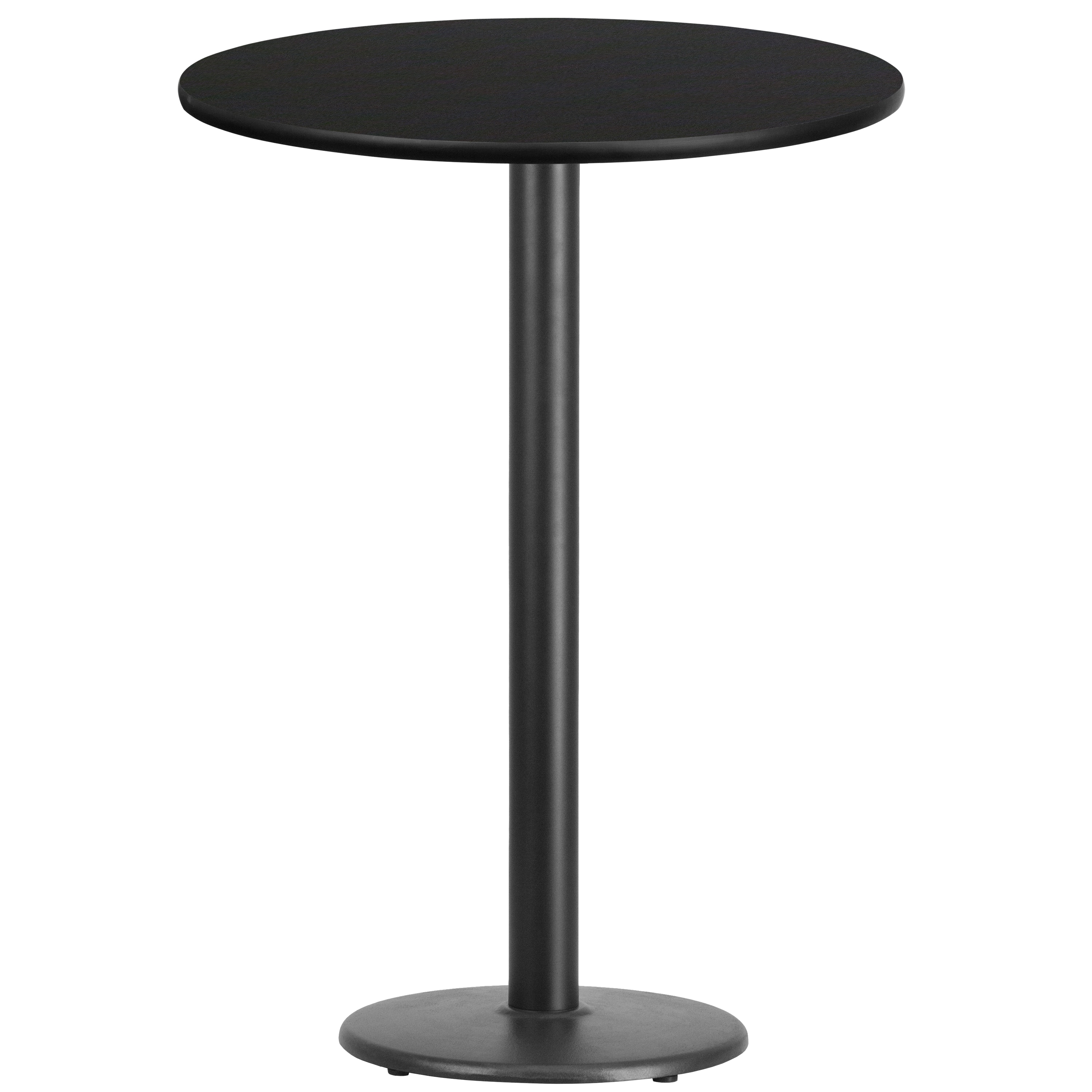 Emma + Oliver 30-in RD Black Laminate Bar Table Top-18-in RD Base in ...