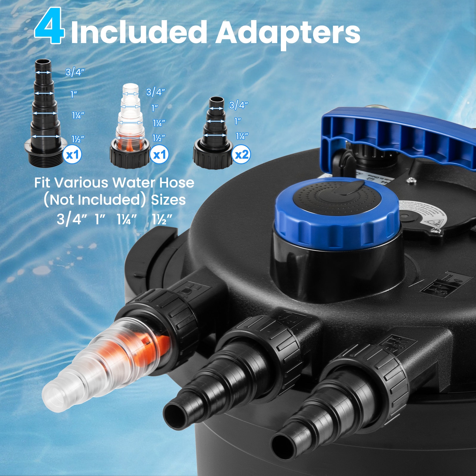 Slickblue Pressure Pond Filter with UV 4000 GPH (Black) Self Cleaning ...