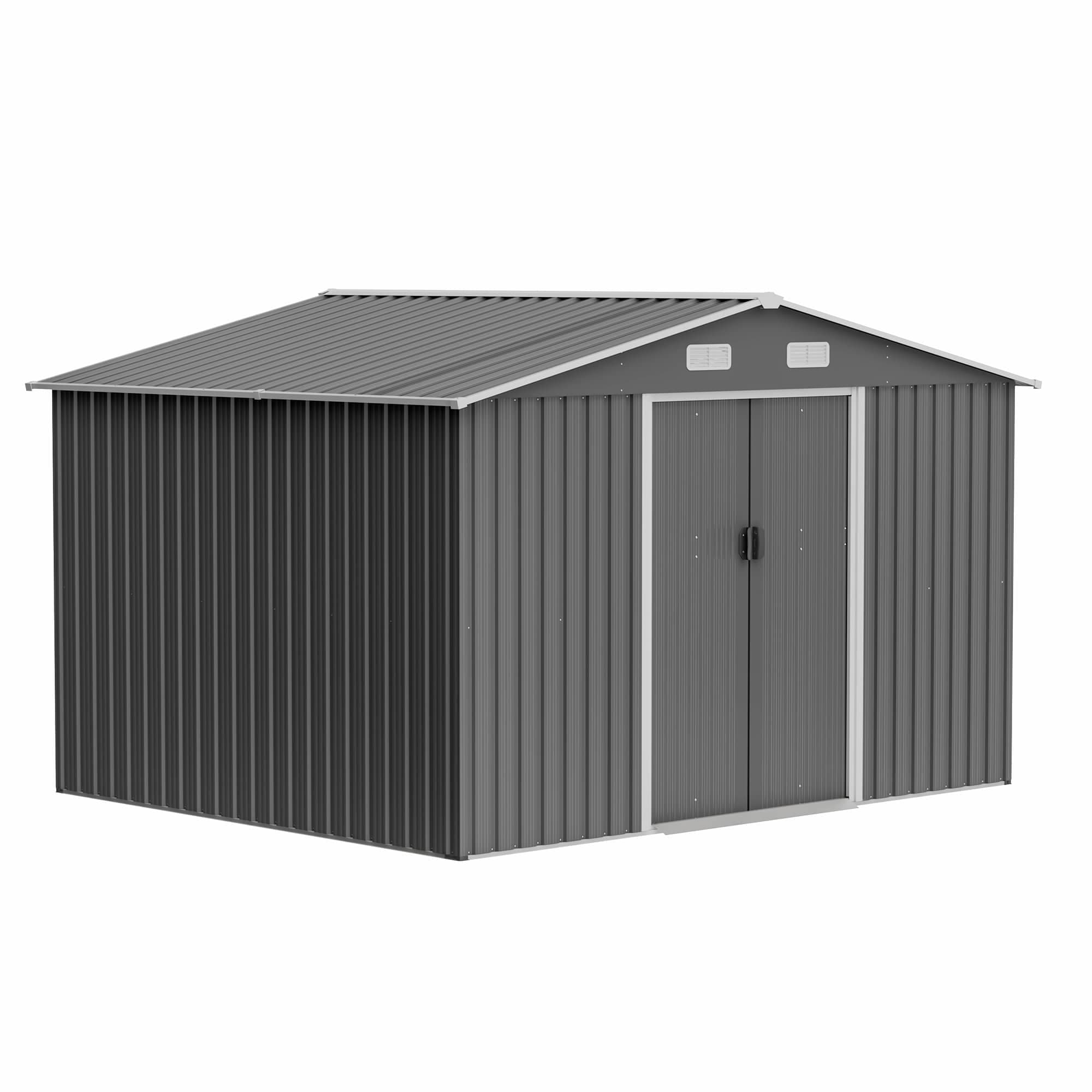 Misty Moon 10x8 FT Outdoor Tool Storage Shed with Metal Foundation and ...