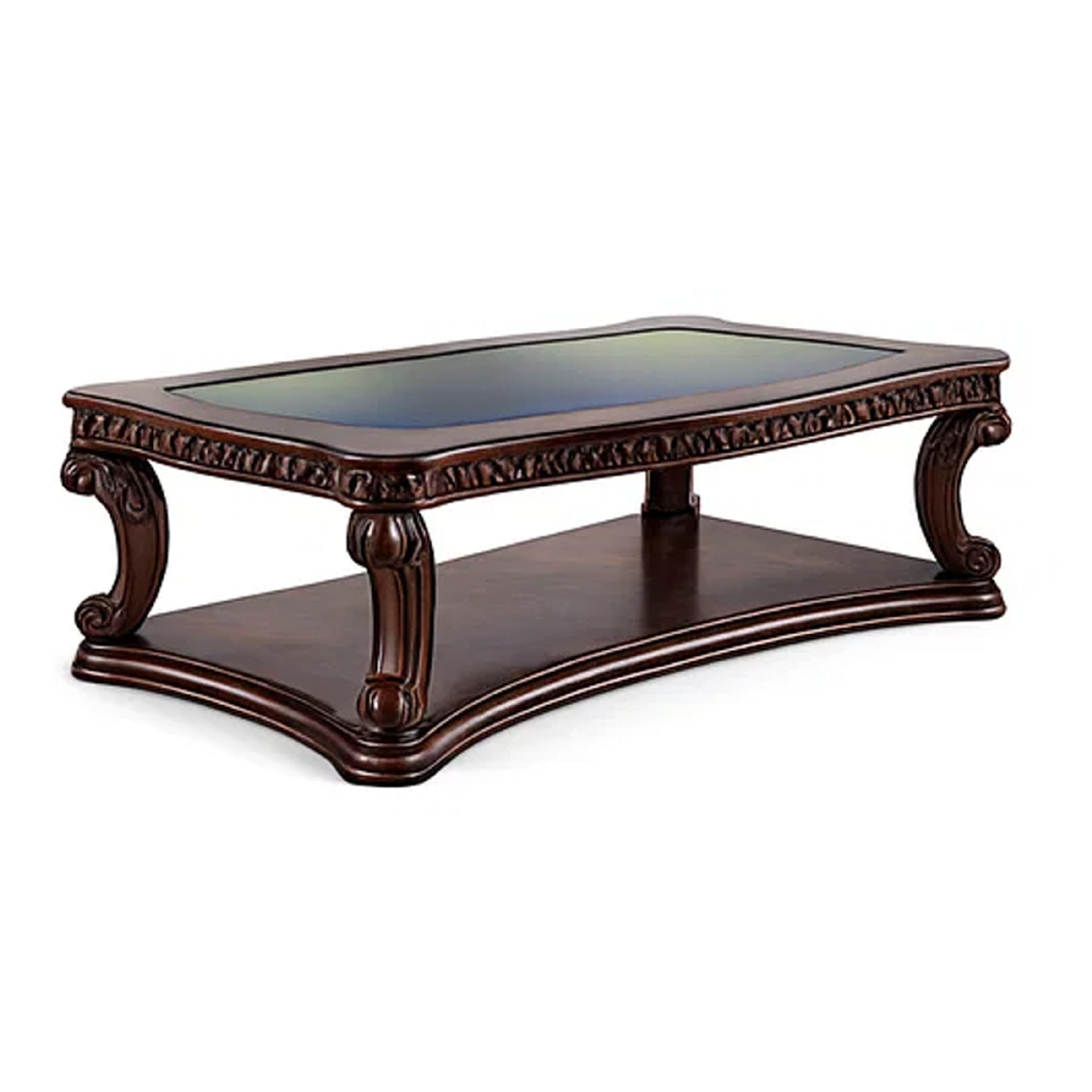 Benzara Traditional Coffee Table with Cabriole Legs and Wooden Carving ...