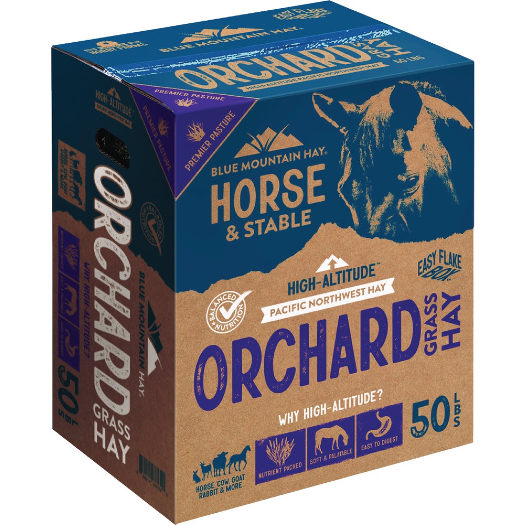 Blue Mountain Premium High-Altitude Orchard Grass Hay - 50lb Easy Flake ...