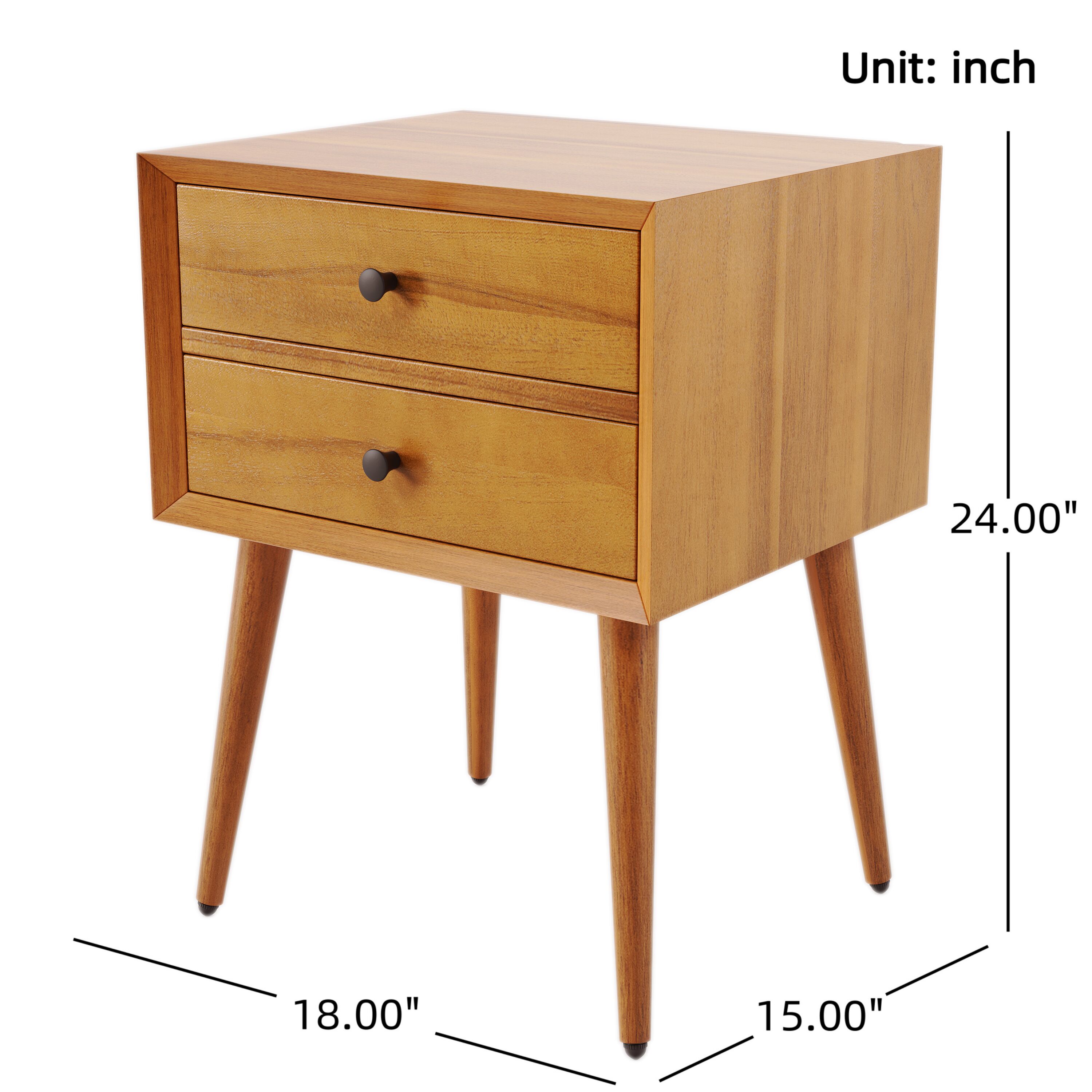 Christopher Knight Home Mid Century Modern Acacia Wood Nightstand with ...