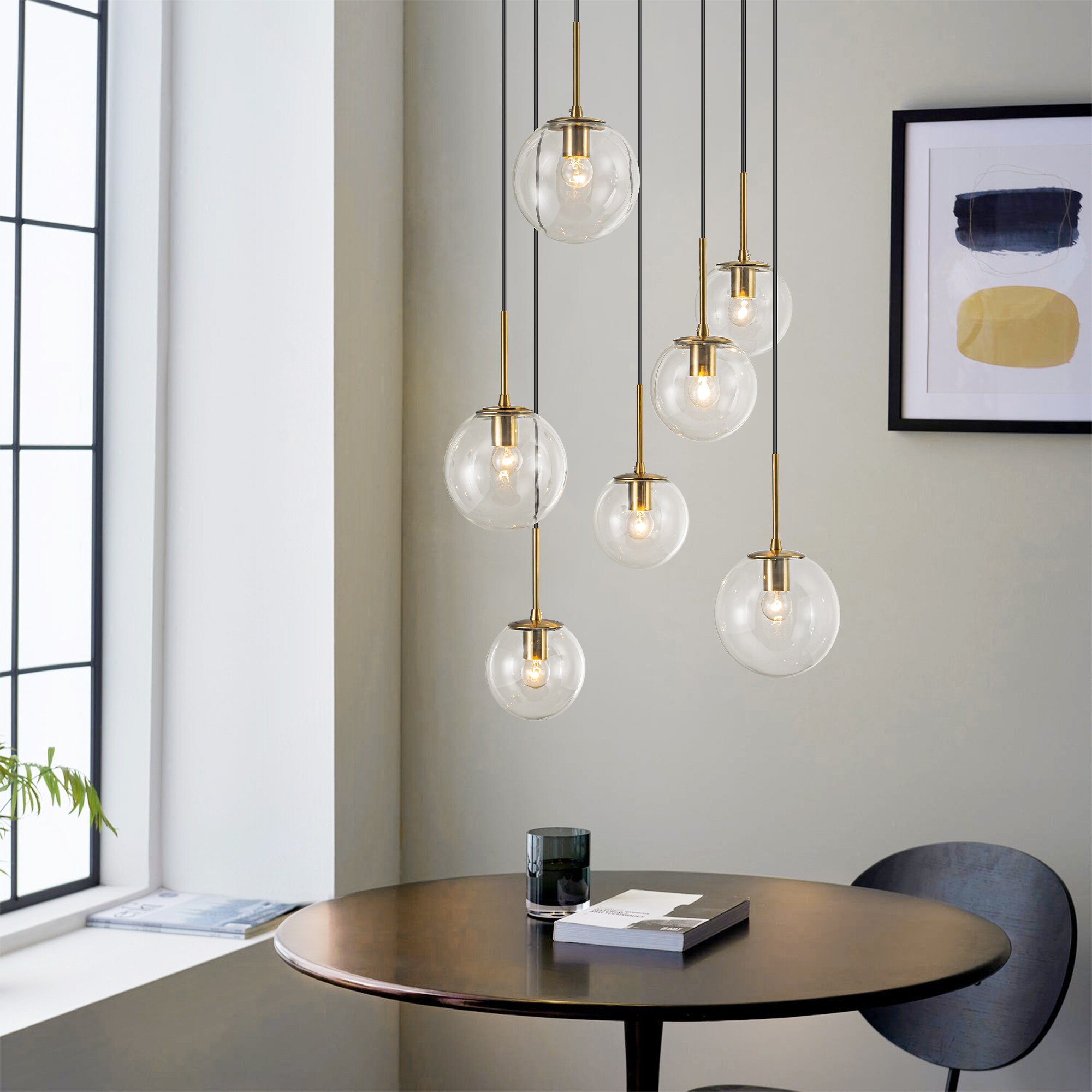Rennnsan Cailum 7 -Light Brushed Gold Clear glass Metal Chandelier in ...