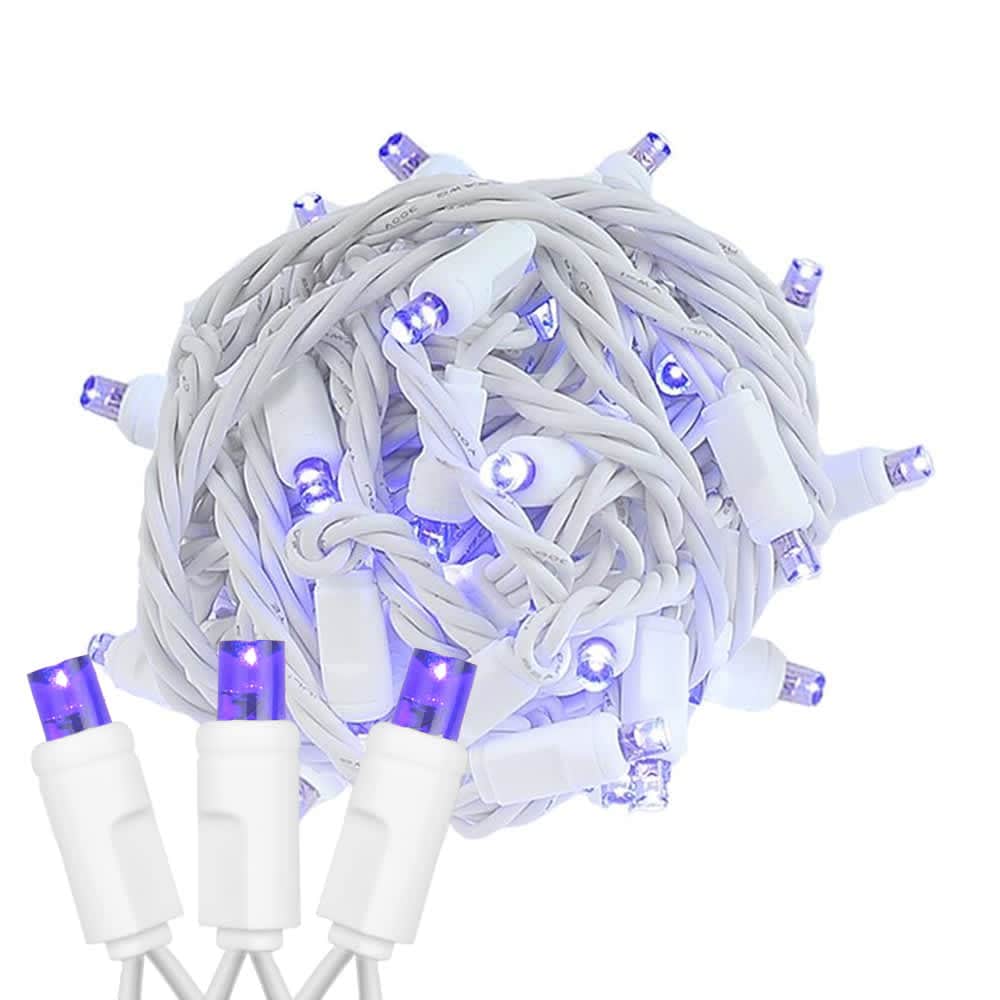Novelty Lights 11 Feet 50 Light Purple LED Christmas Lights White Wire ...