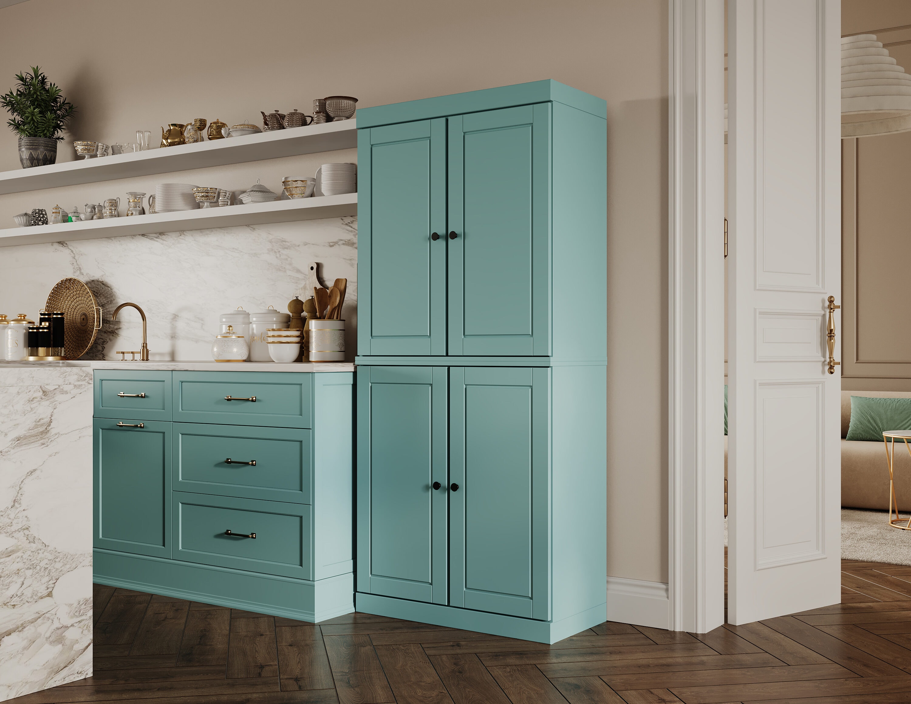 Palace Imports 32-in W Solid Wood Tall Raised Panel Modular Kitchen ...