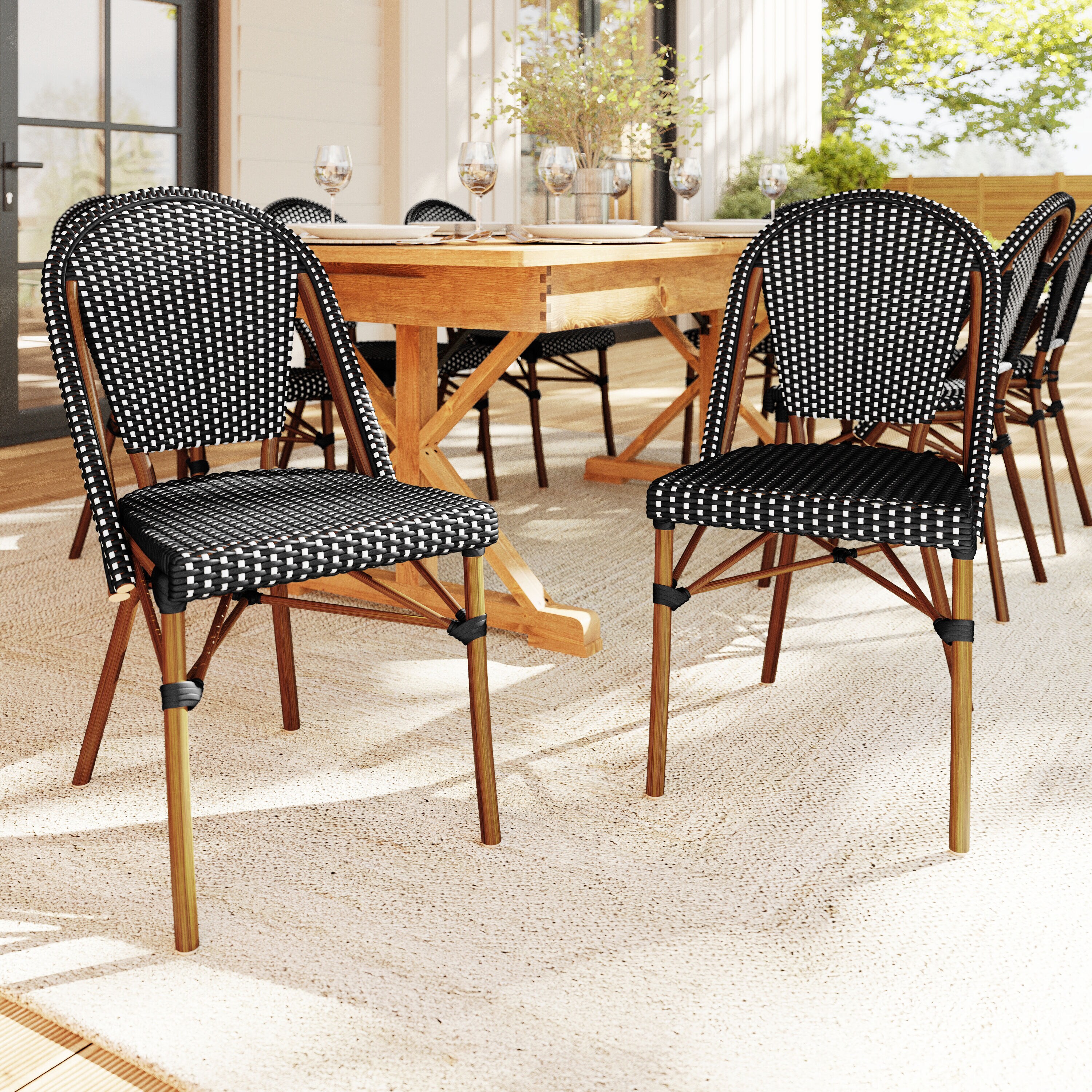 Martha Stewart Lily Pond Indoor-Outdoor Stackable Bistro Chair with ...