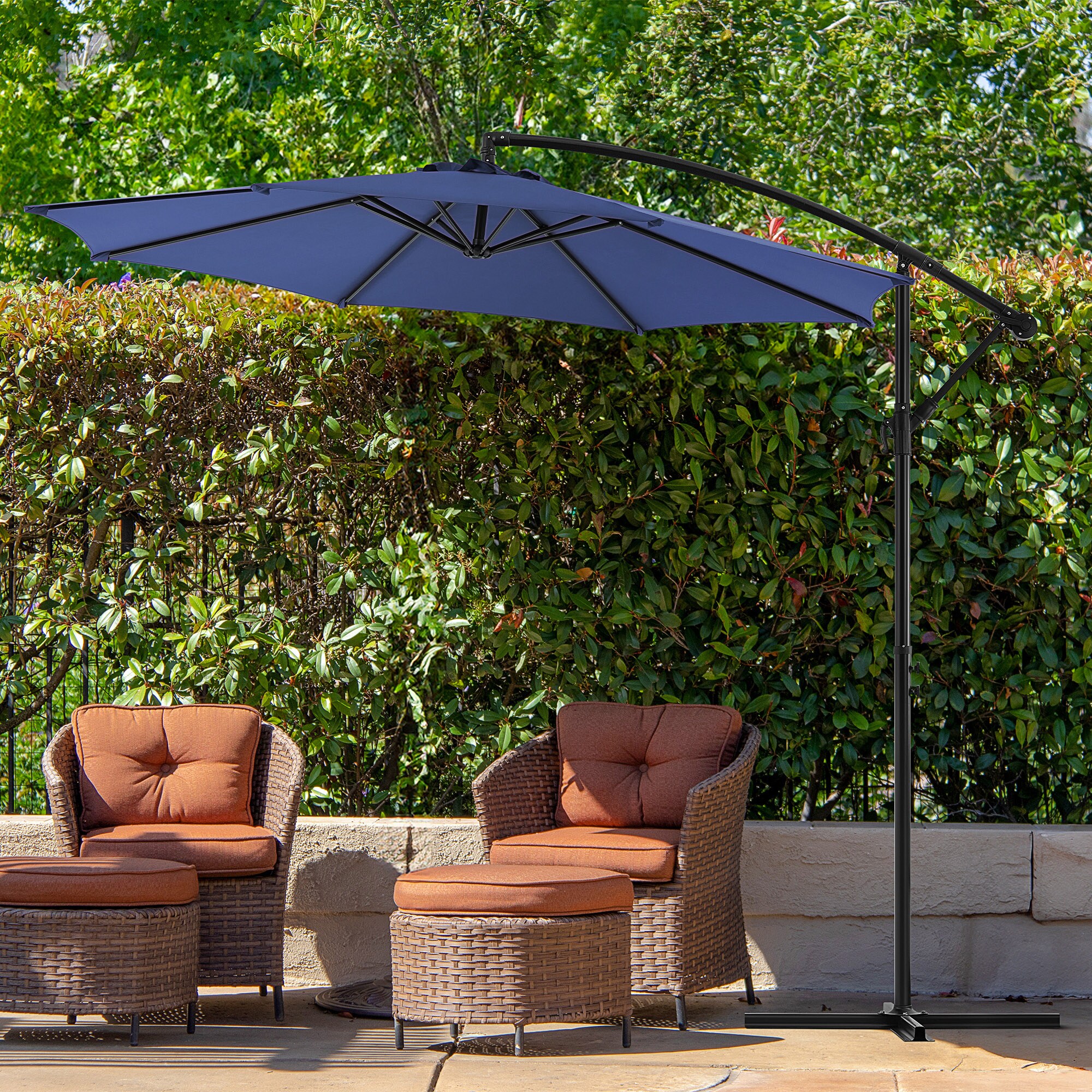 OOU Offset Patio Umbrella Hanging Cantilever Umbrella with Easy Tilt ...
