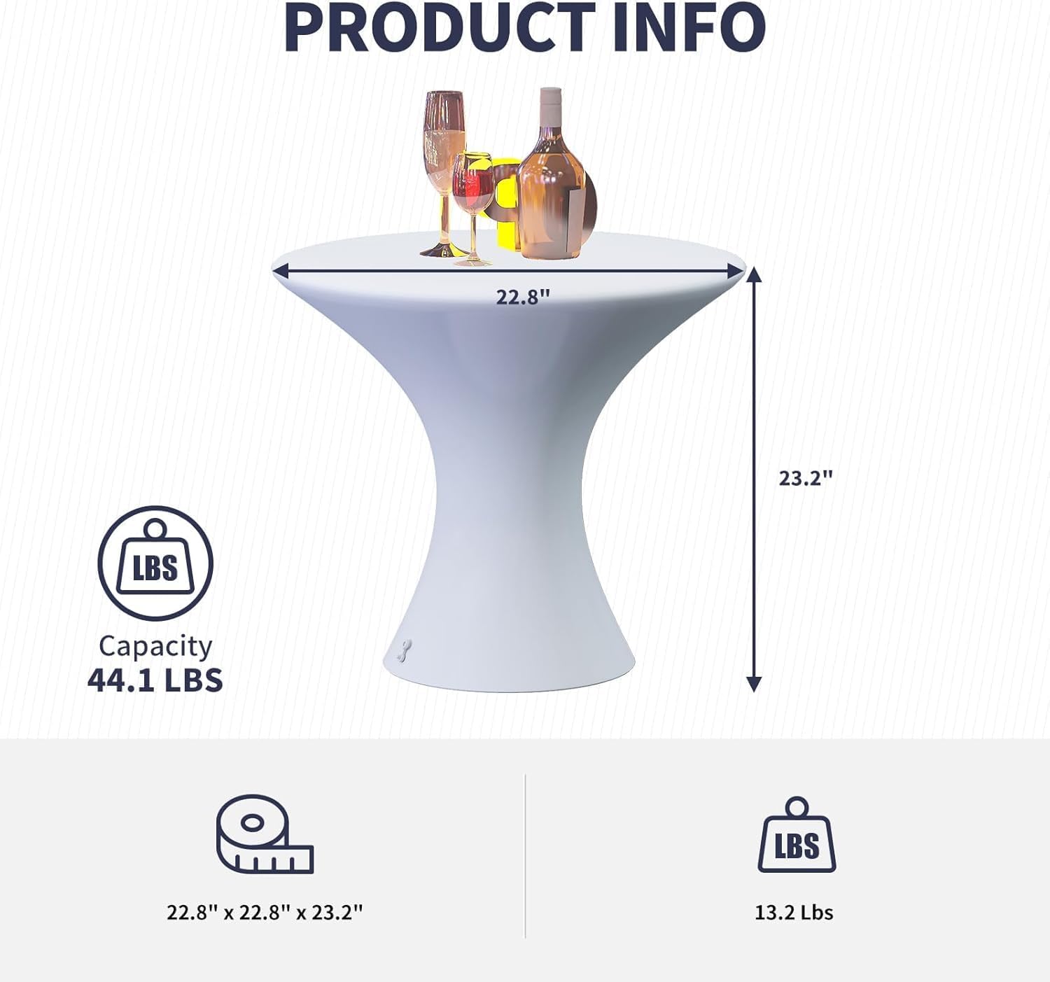 Mjkone Hourglass LED Cocktail Table White Waterproof Rechargeable with ...