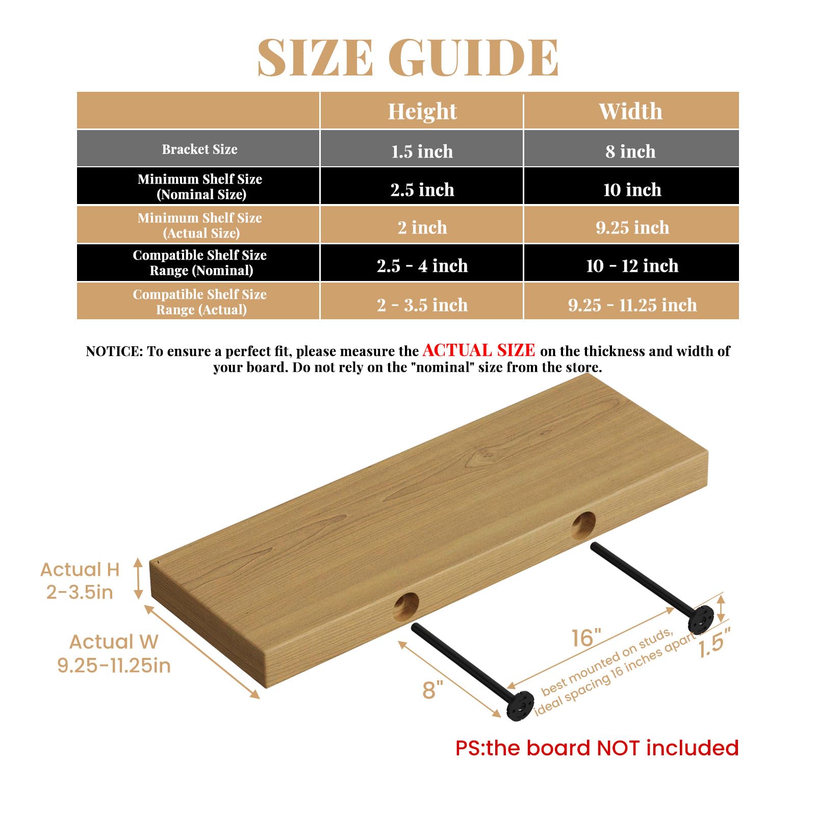 Etokfoks 8 Pack 8 Inch Heavy Duty Floating Shelf Brackets Invisible ...