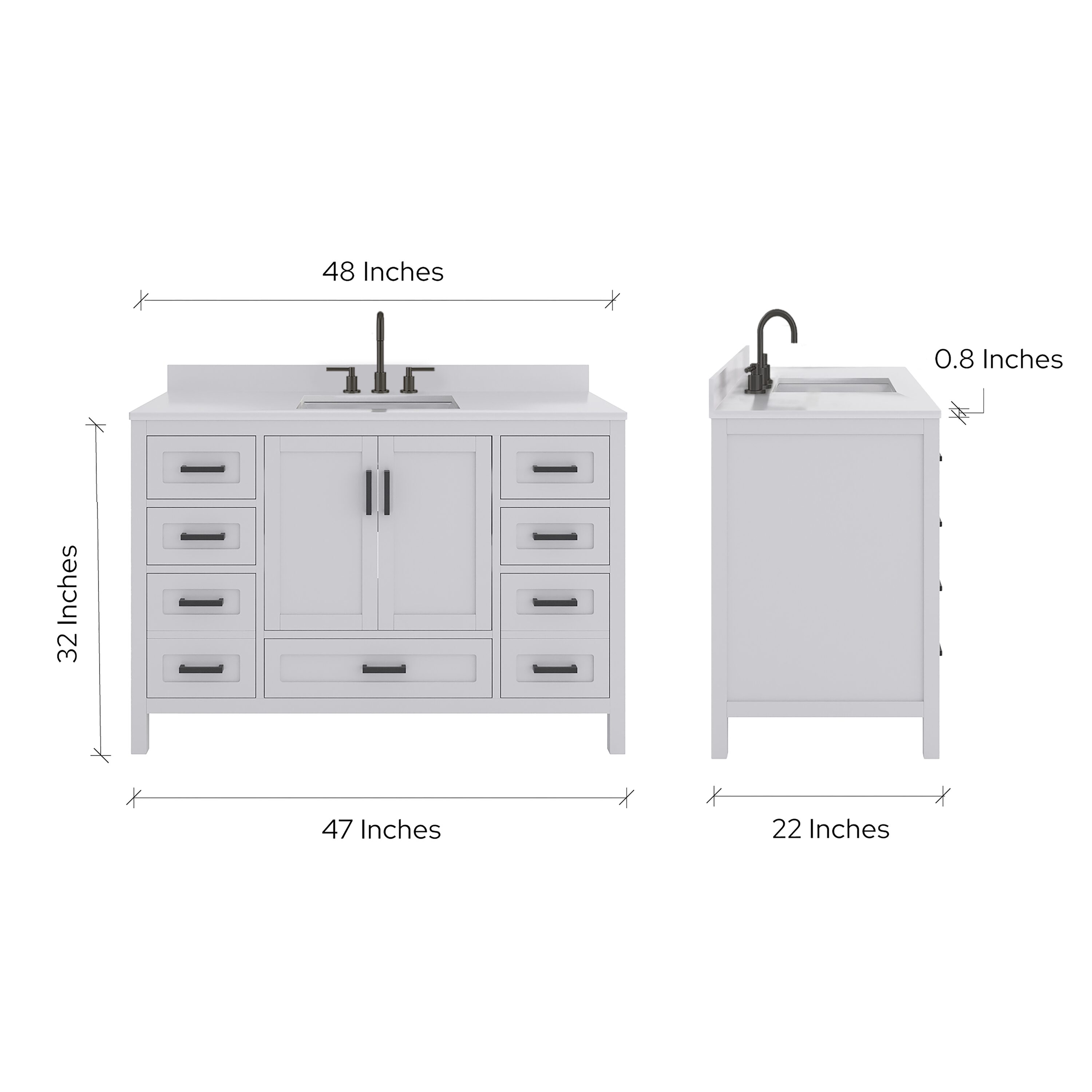 Ayna Decors Rooh 48-in White Undermount Single Sink Bathroom Vanity ...