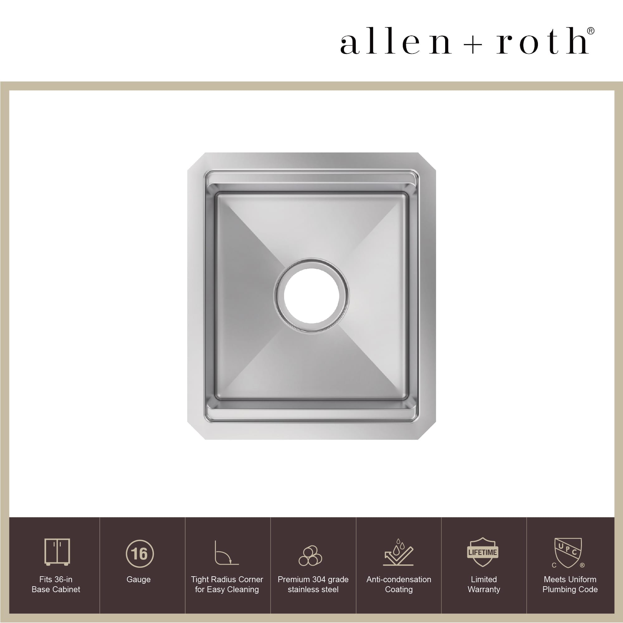 allen + roth Workstation 13-in L x 15-in W Stainless steel Undermount ...