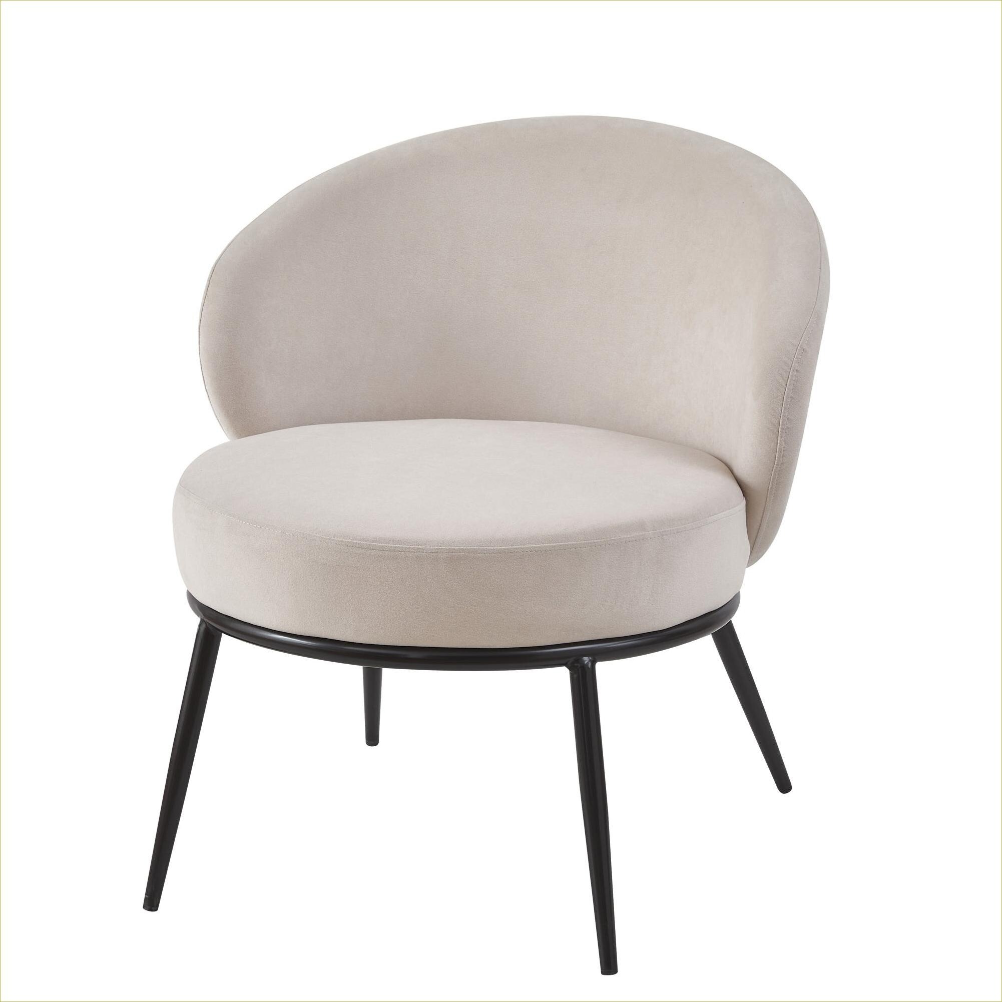Watnature Single Seat Round Accent Chair Soft Beige Velvet Mid-Century ...