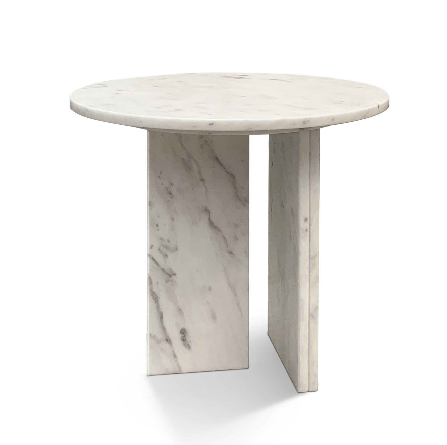 LUXEYARD White natural marble Semi-Polished Round Accent Table Side ...