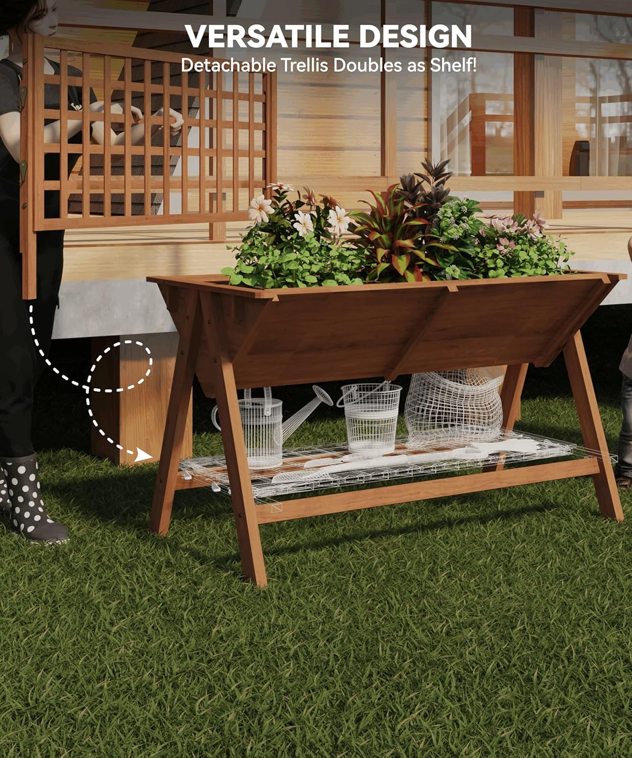 Garvee Raised Garden Bed Wooden Elevated Outdoor for Growing Vegetables ...