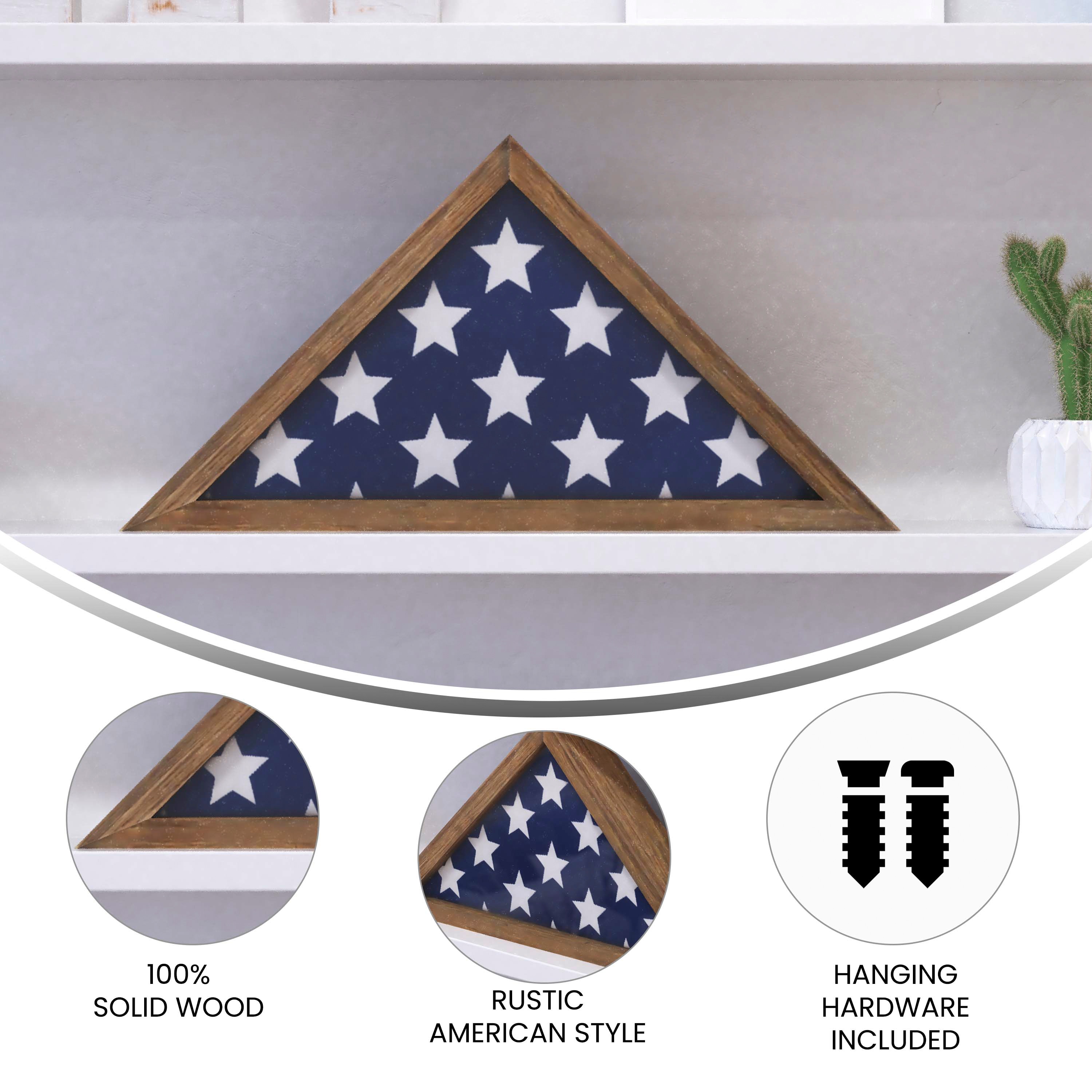 Merrick Lane Sabore Weathered Solid Wood Military Memorial Flag Display ...