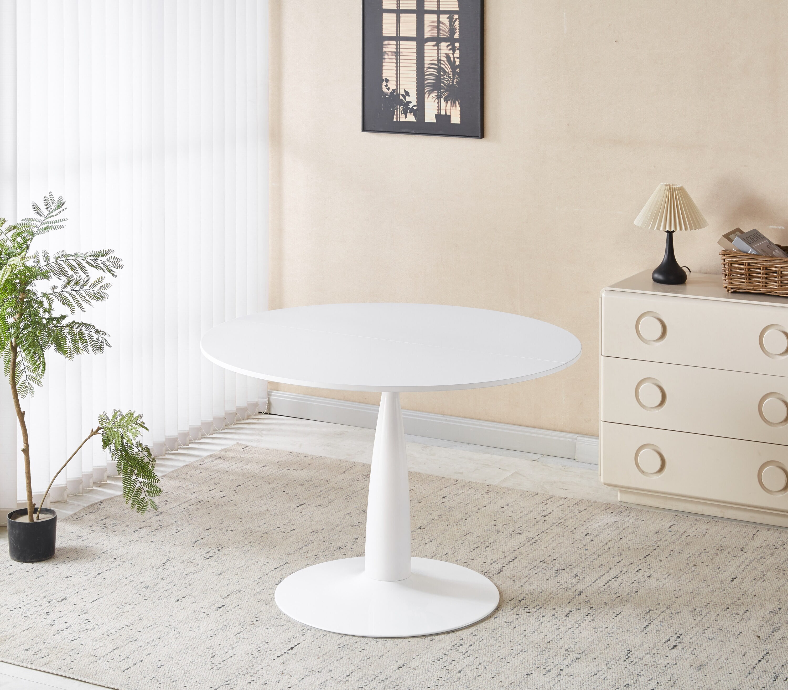 Huluwat Round Tulip Dining Table for 2-4 Persons 42 Inch Kitchen Table ...