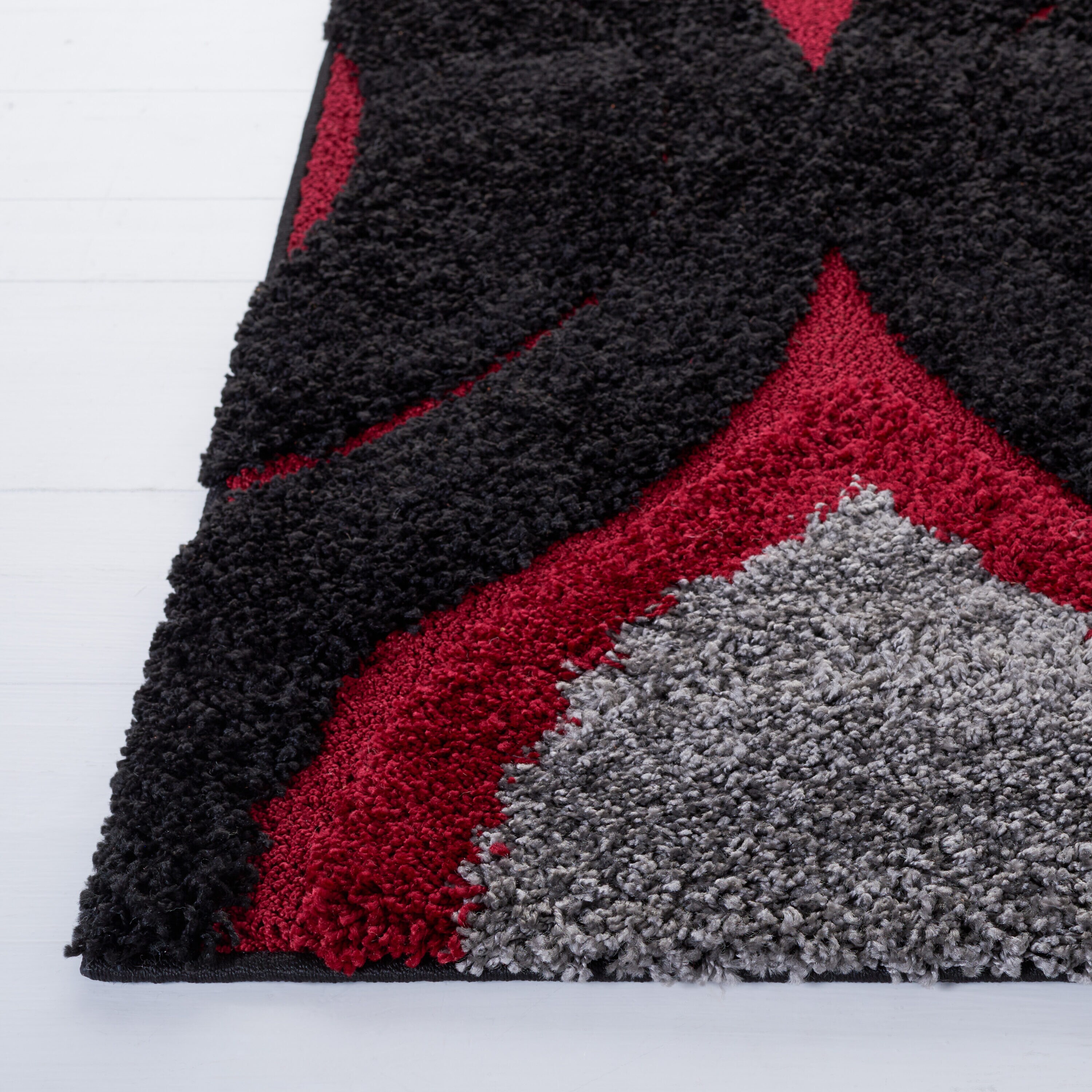 Safavieh Florida Shag 461-9040 Black Red 6ft x 9ft in the Rugs ...