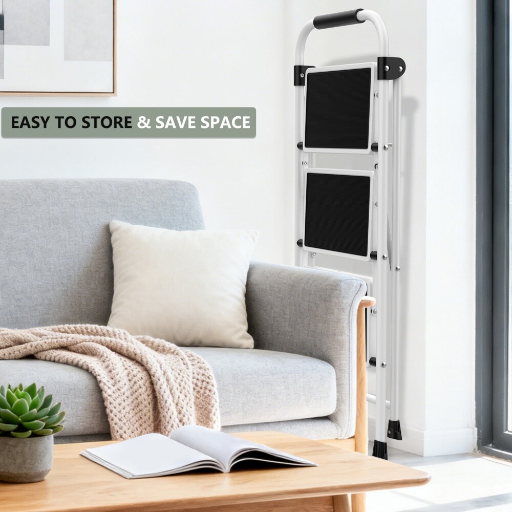 OOU Household portable 3 layer step ladder with safety buckle stable ...