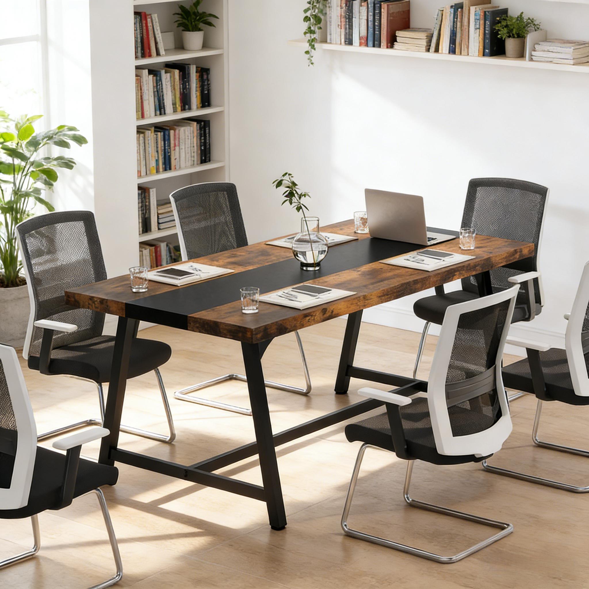 LUXEYARD Industrial Style Conference Table and Office Computer Desk in ...
