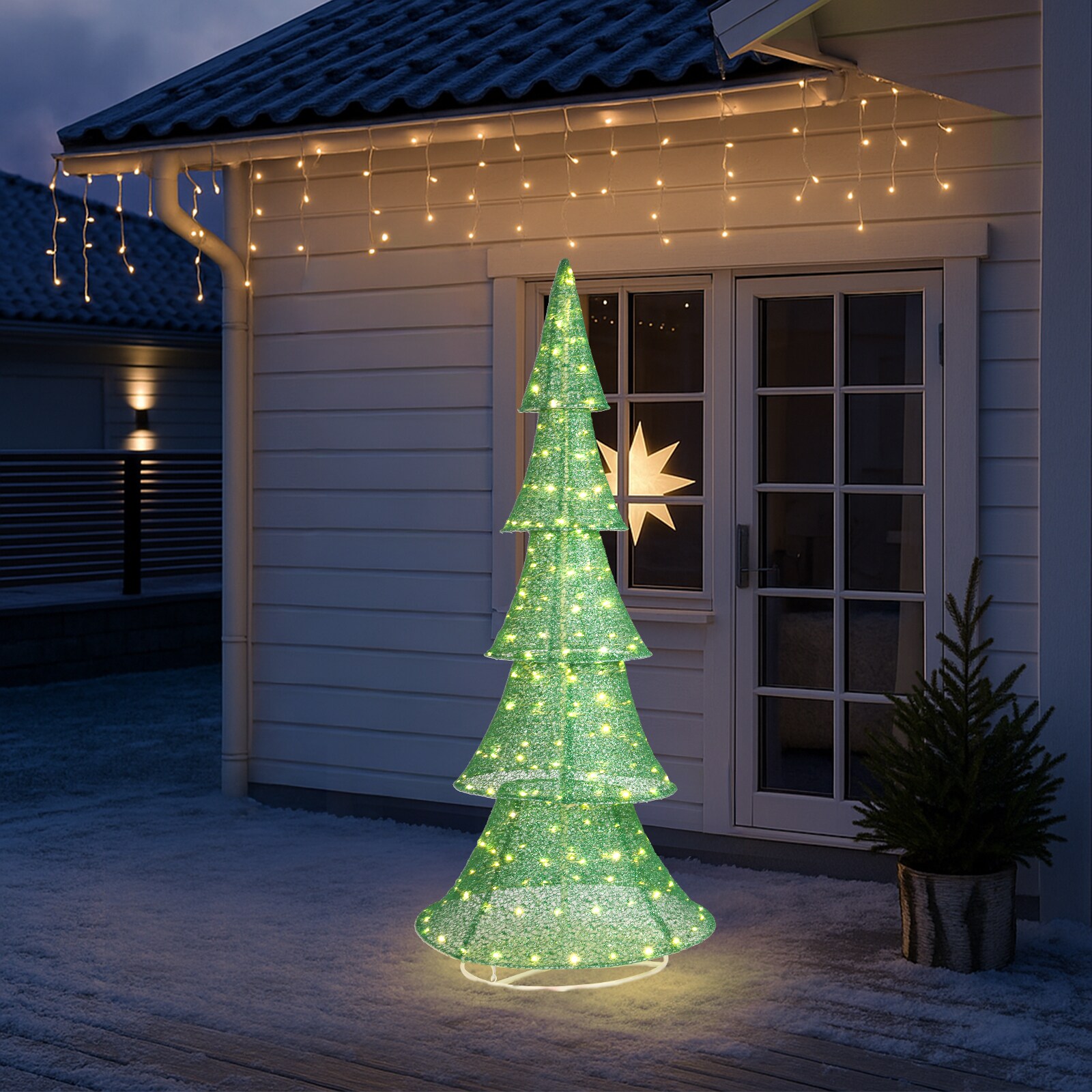 Upsimples 6FT Lighted Christmas Tree 200 Warm White LEDs Shimmering ...