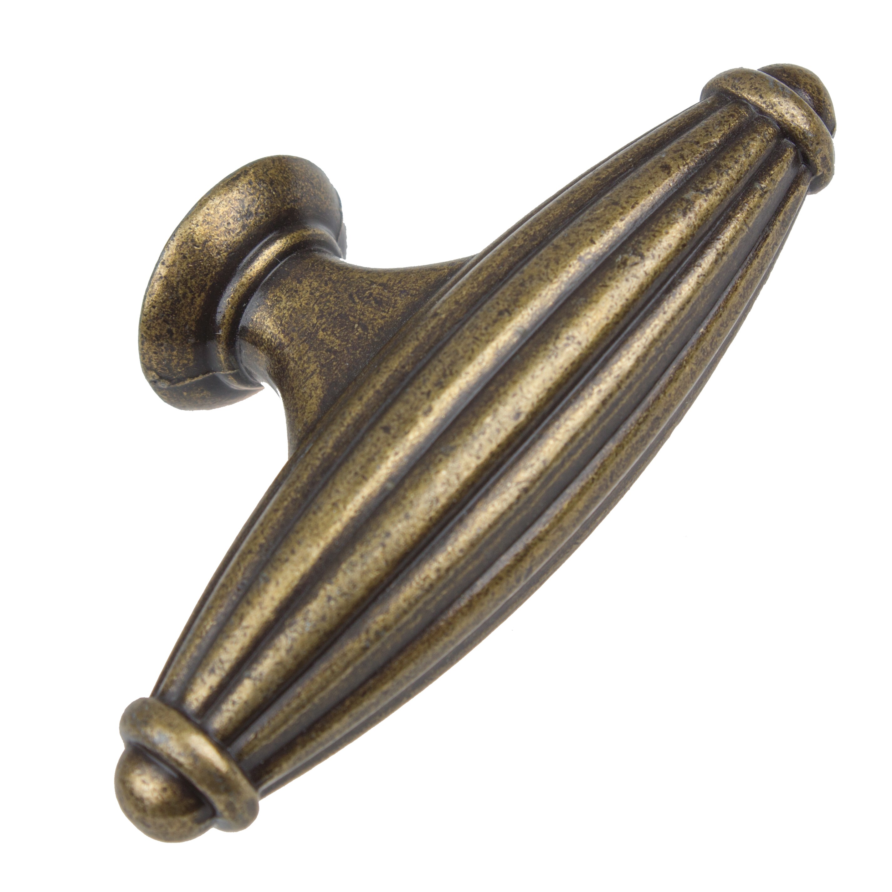 GlideRite Hardware 2-1/2 in. Antique Brass Fluted Cabinet T-Knob - 10 ...